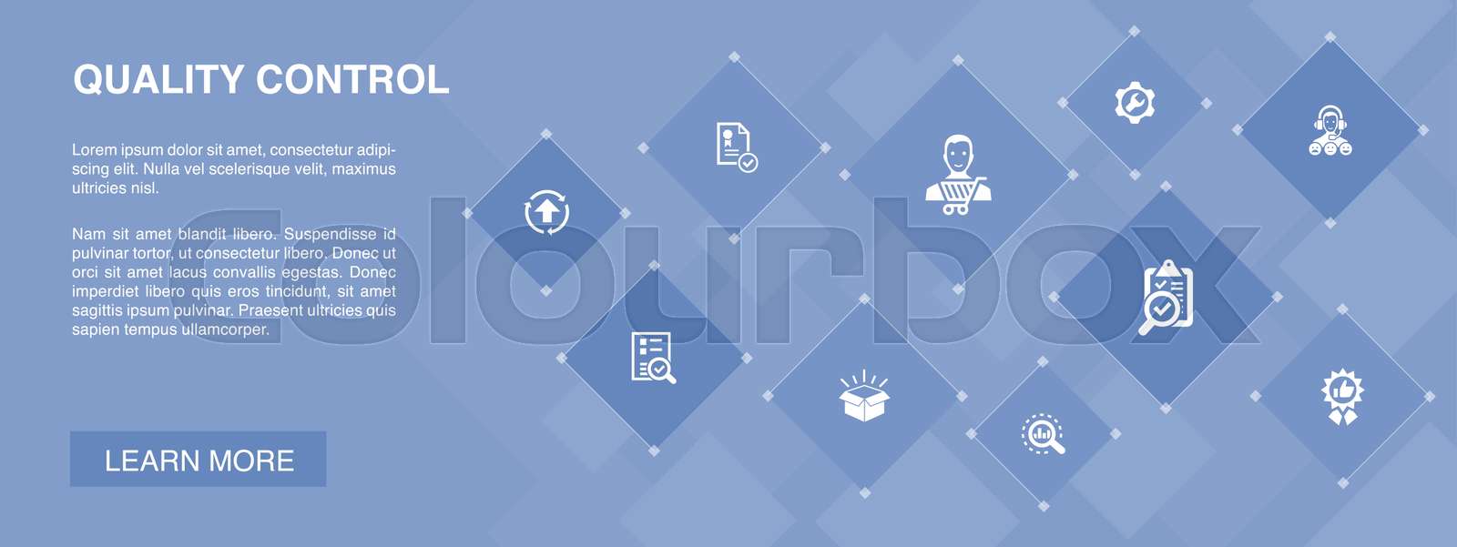 quality control banner 10 icons concept.analysis, improvement, service ...