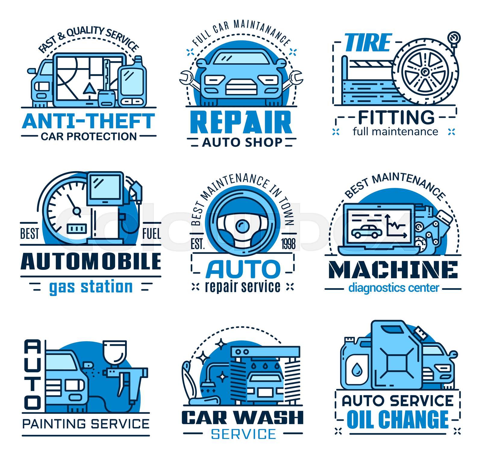 Vehicle repair and maintenance service icons | Stock vector | Colourbox