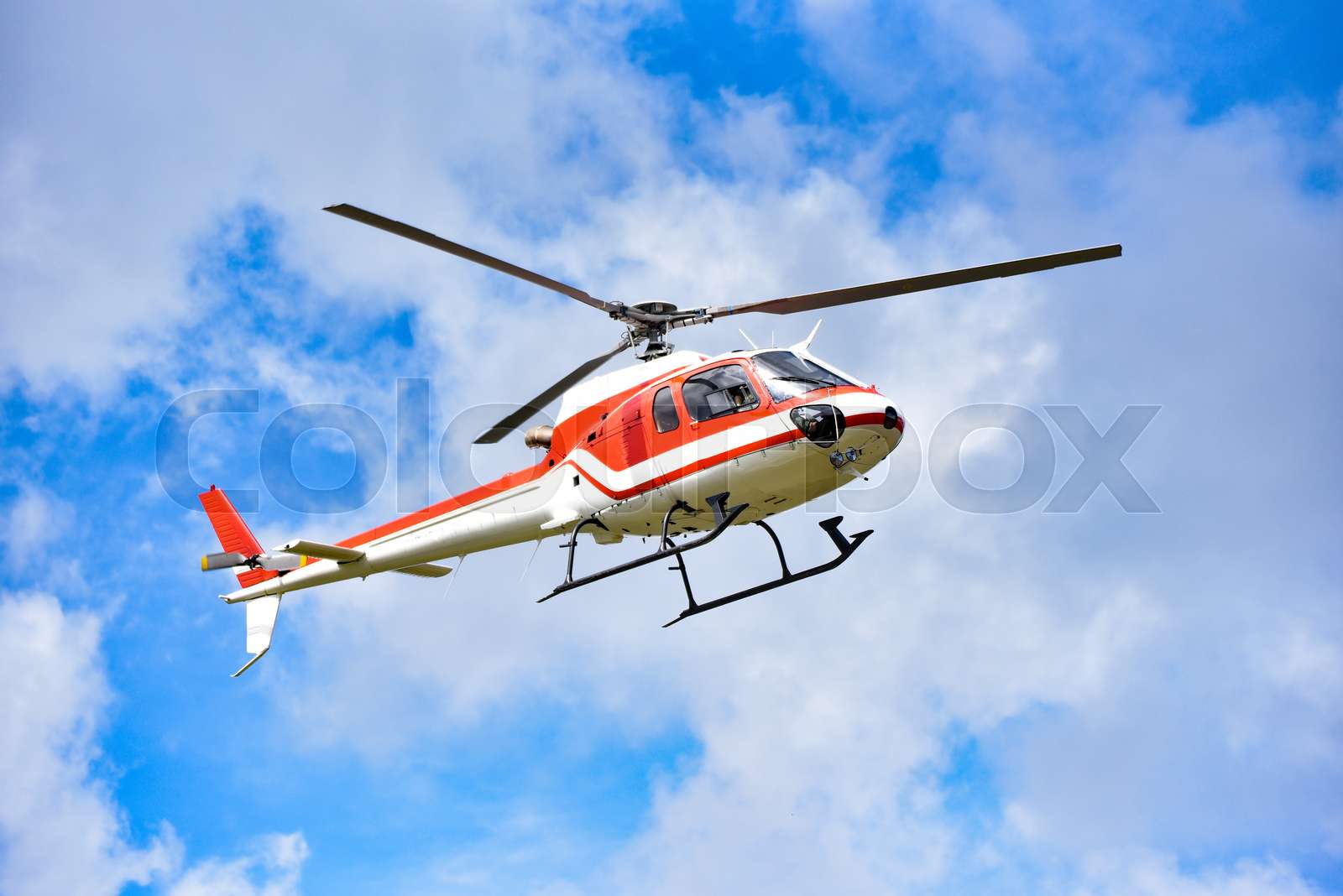 Red And White Helicopter
