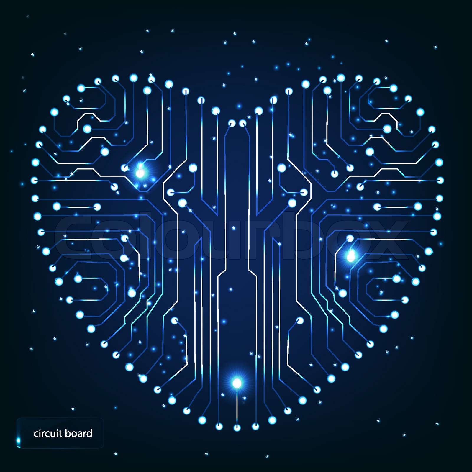 Circuit board with in heart shape pattern | Stock vector | Colourbox