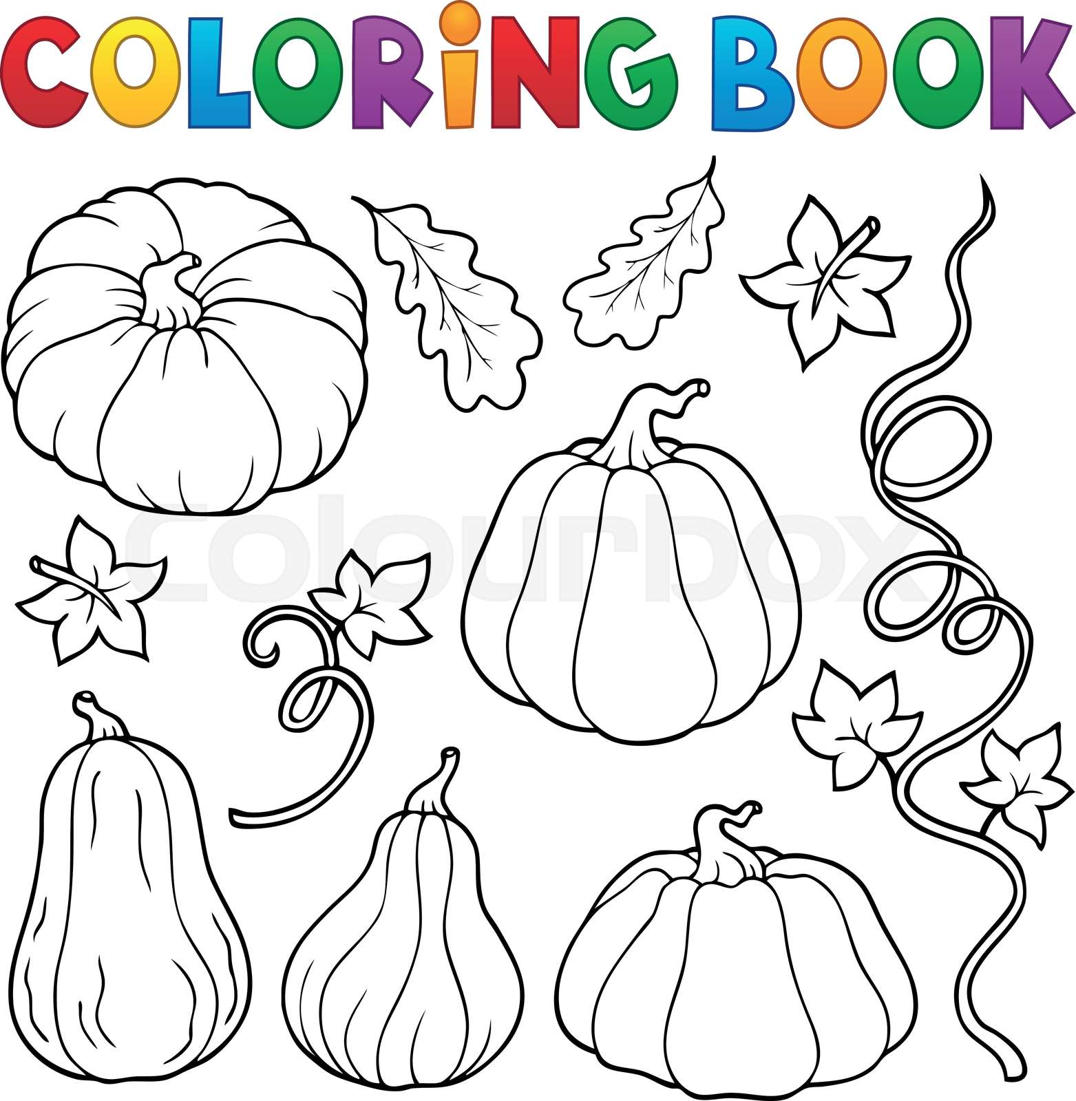 Coloring book pumpkins collection 1 | Stock vector | Colourbox