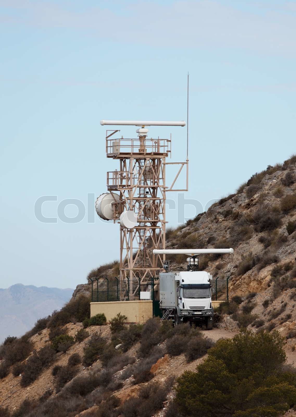 Radar station in the mountains | Stock image | Colourbox