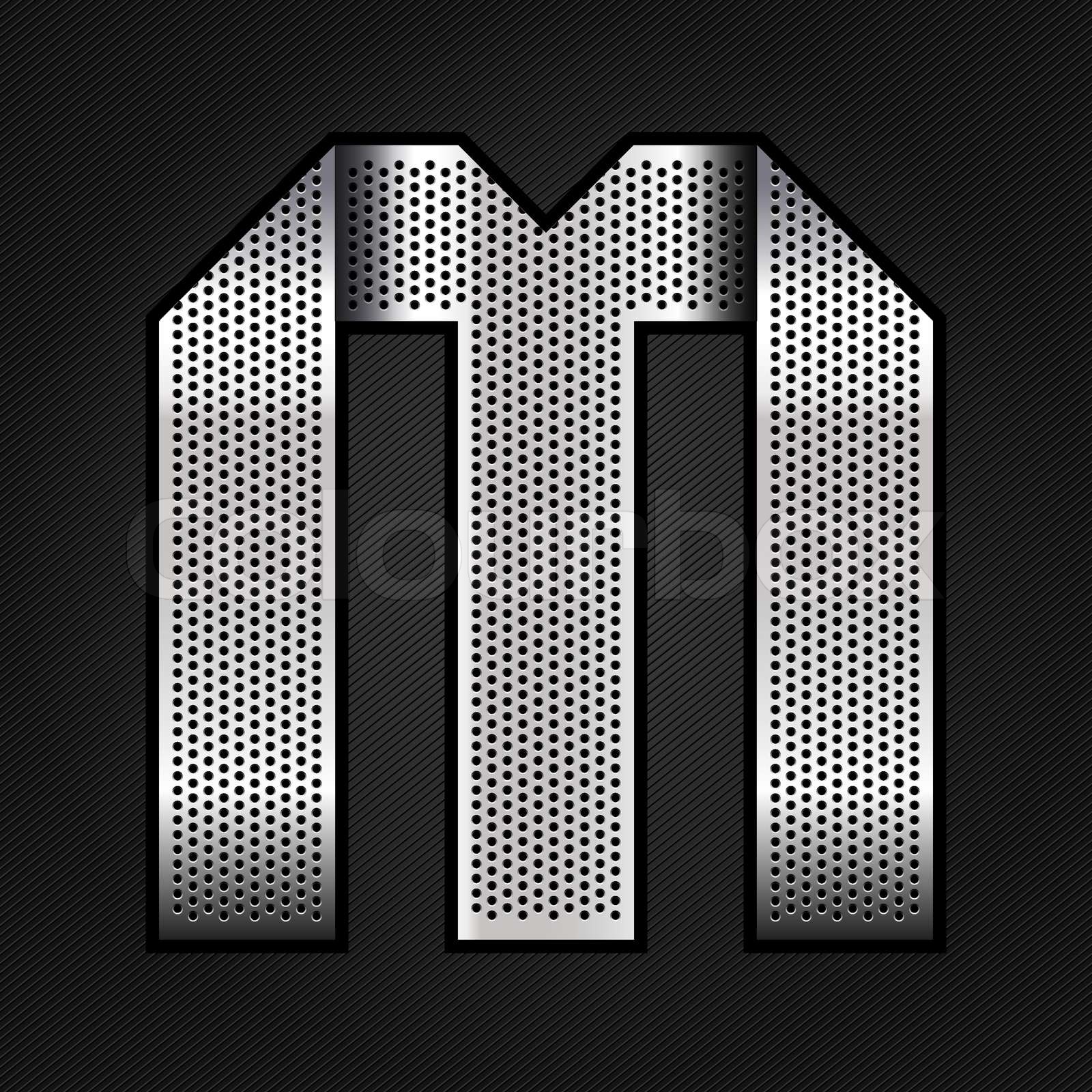 Letter metal chrome ribbon - M | Stock vector | Colourbox