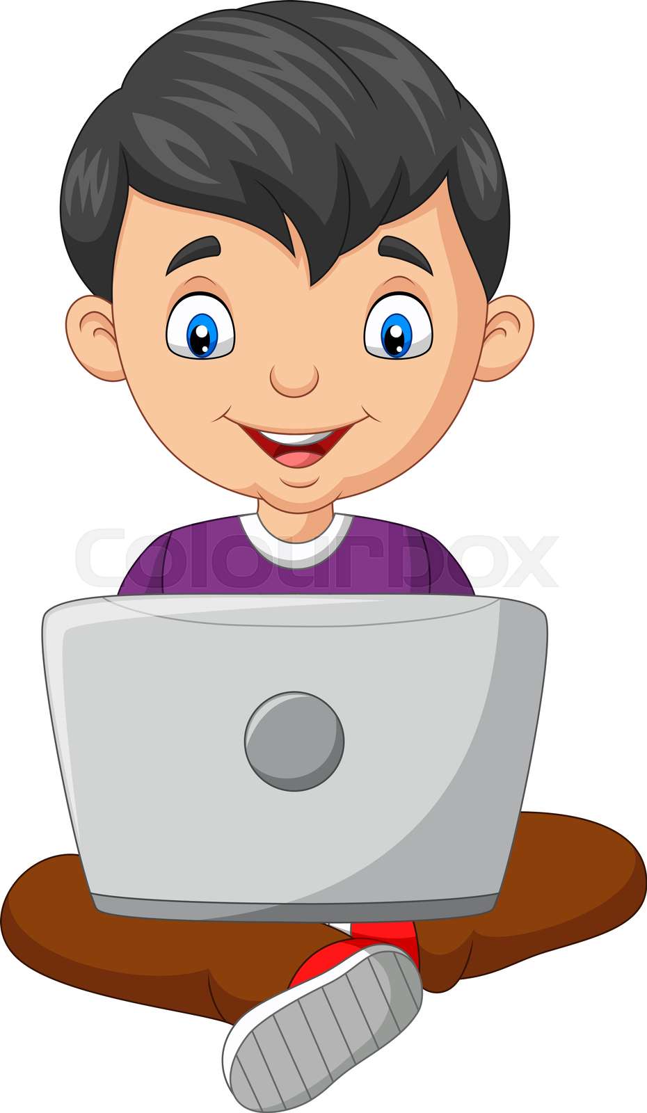 Cartoon boy using a laptop | Stock vector | Colourbox