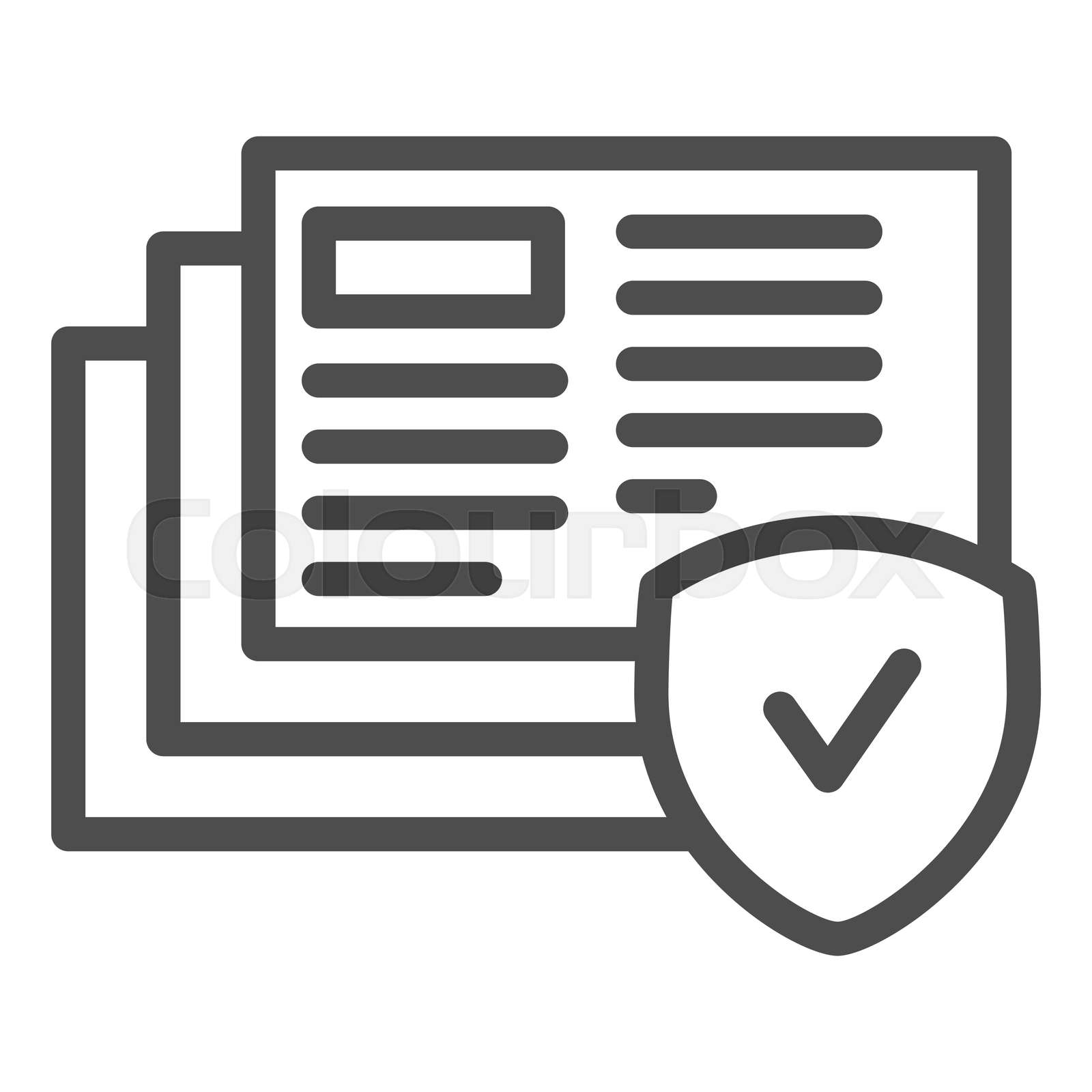 Verified paper line icon. Report with check vector illustration ...