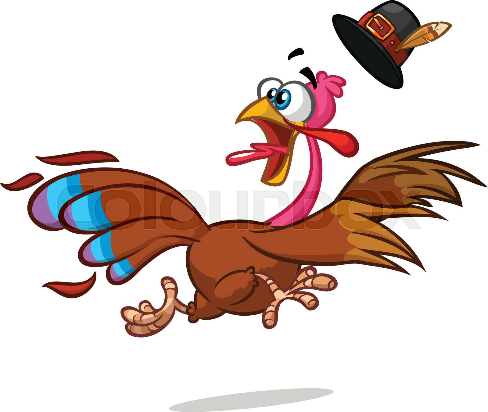 Turkey Escape Cartoon Mascot Character. Vector Illustration Isolated on ...
