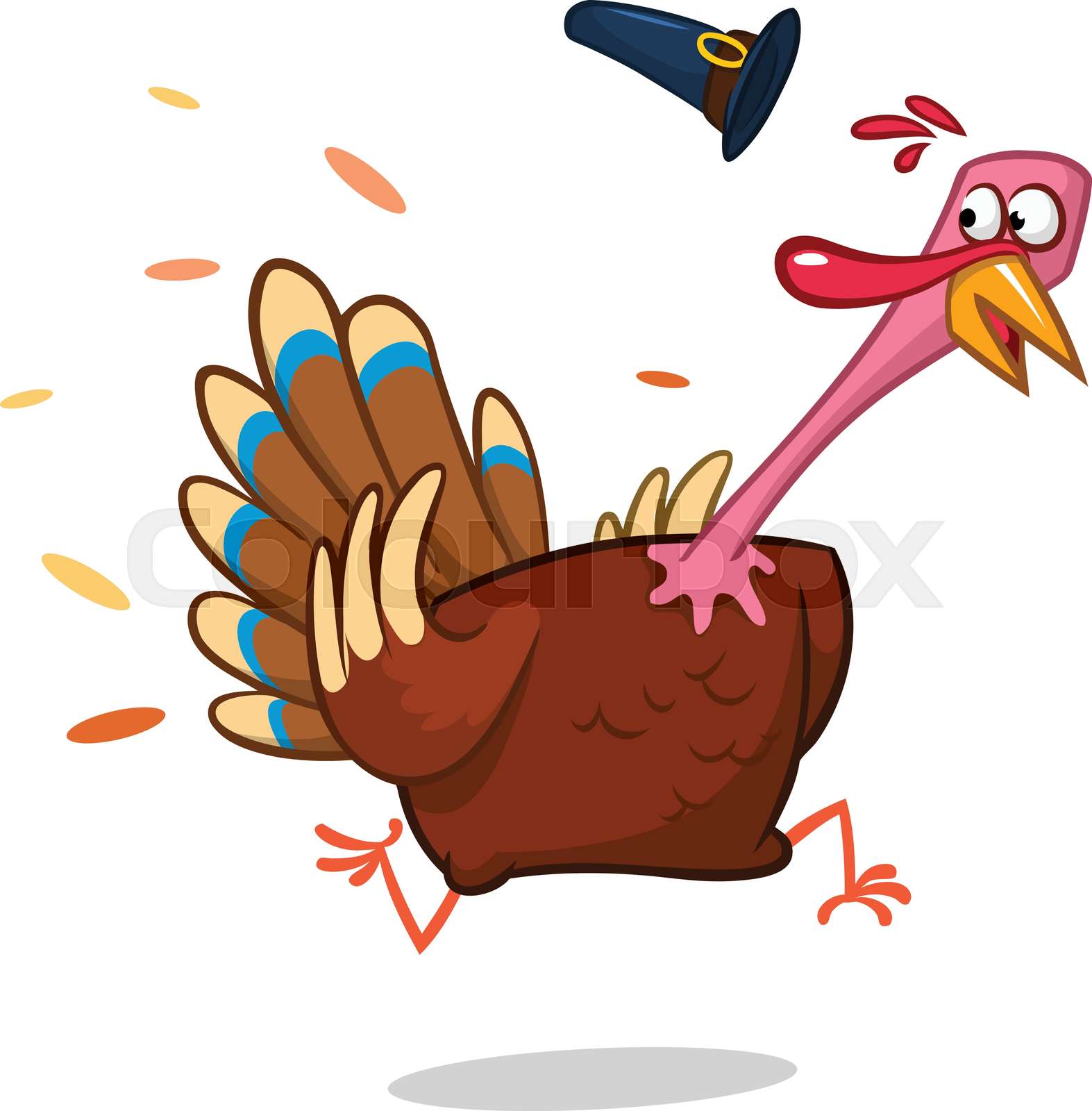 Turkey Escape Cartoon Mascot Character. Vector Illustration Isolated on ...