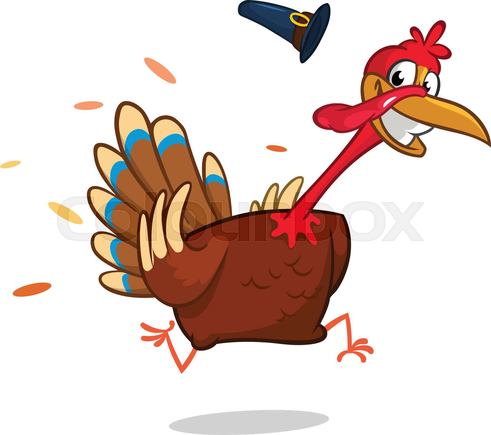 Turkey Escape Cartoon Mascot Character. Vector Illustration Isolated on ...