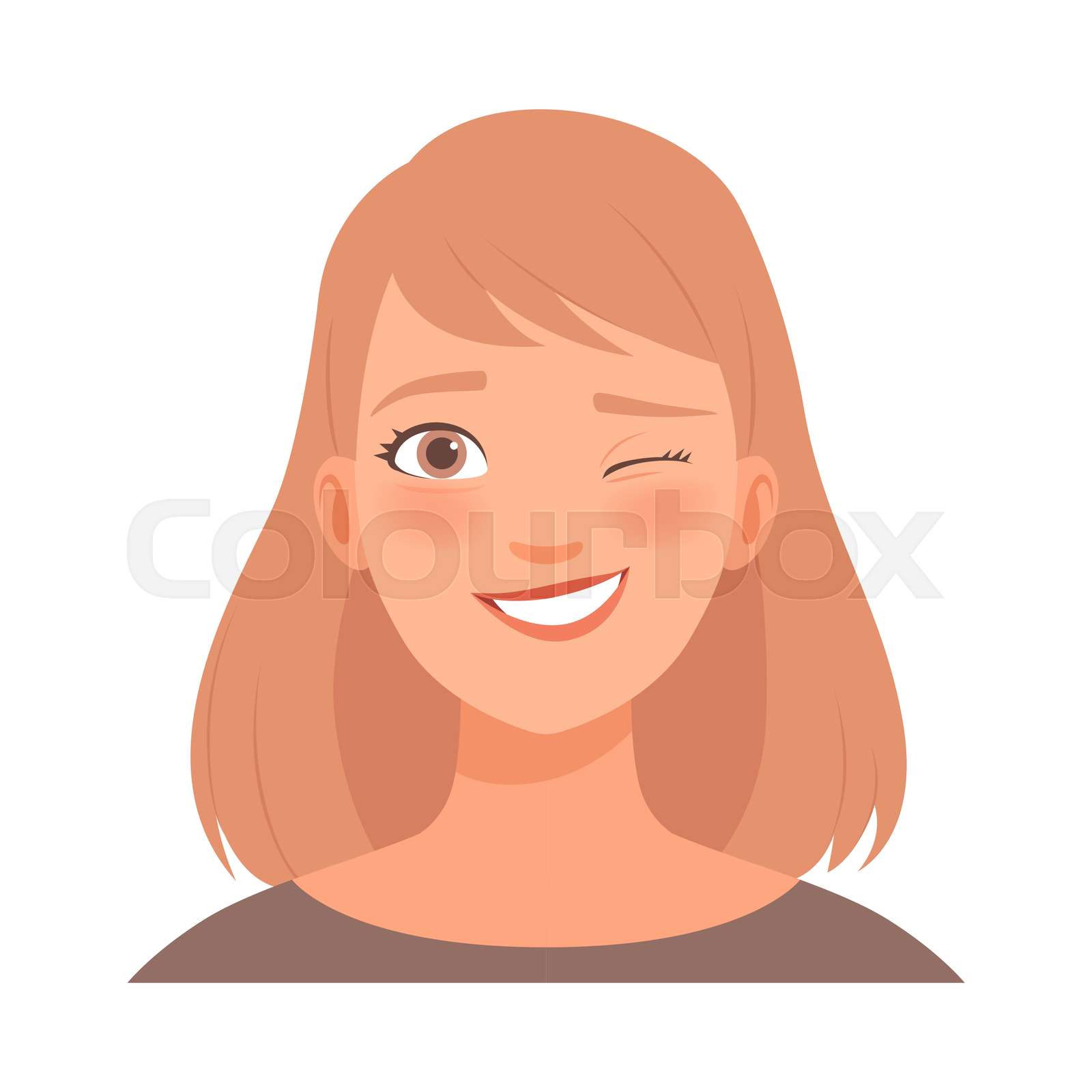 Young woman smiles and winks. Vector illustration. | Stock vector ...