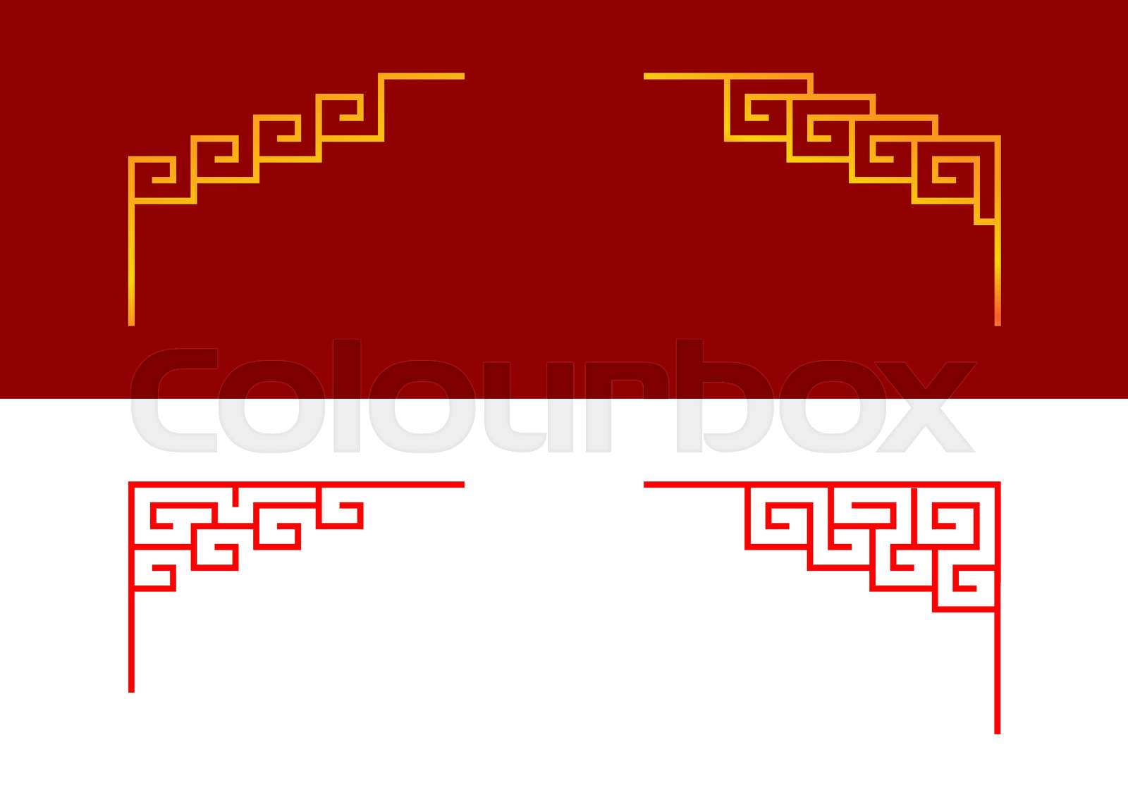 Set of Chinese line corner ornament, vector art | Stock vector | Colourbox