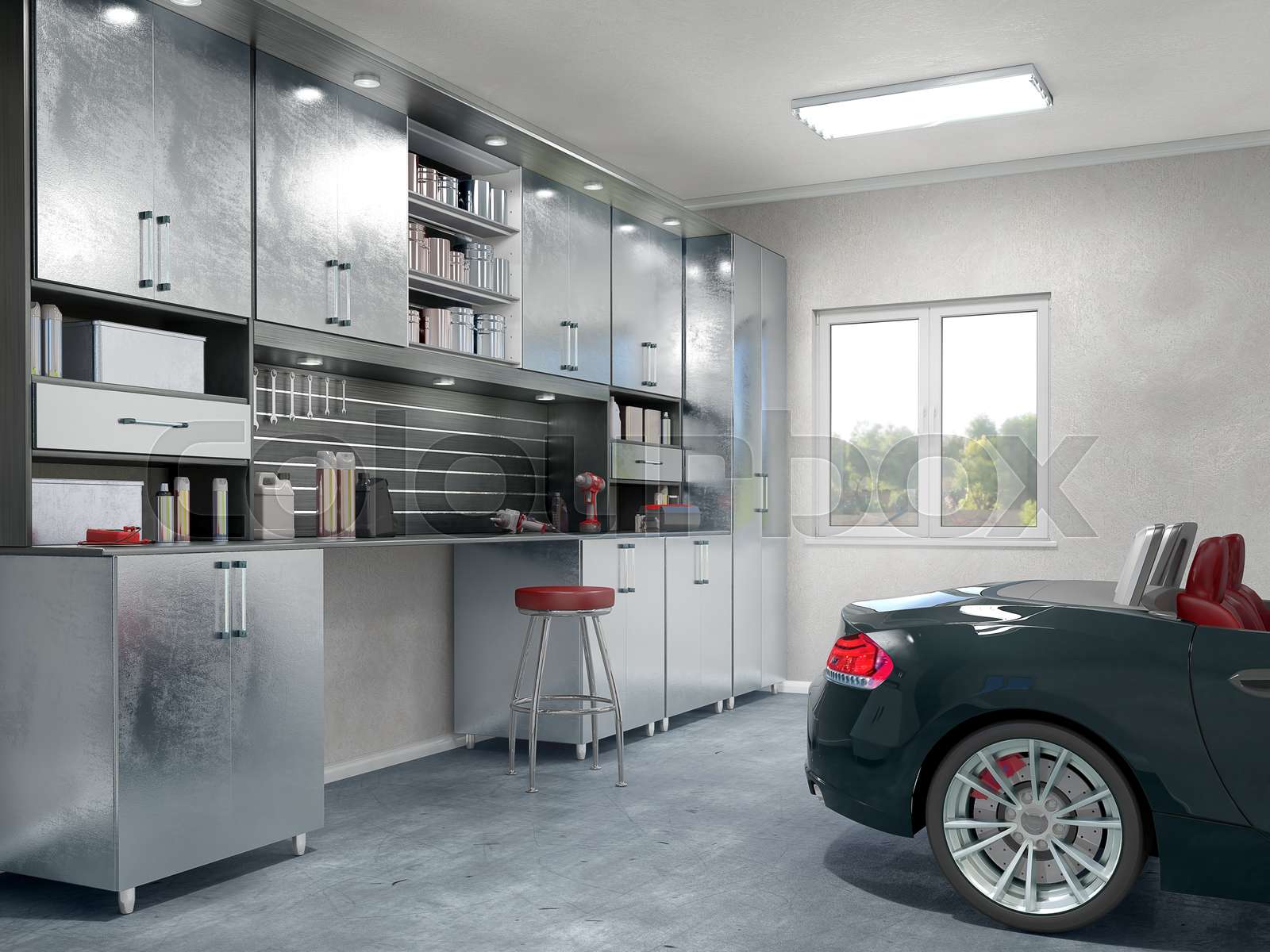 Modern garage interior. 3d illustration | Stock image | Colourbox