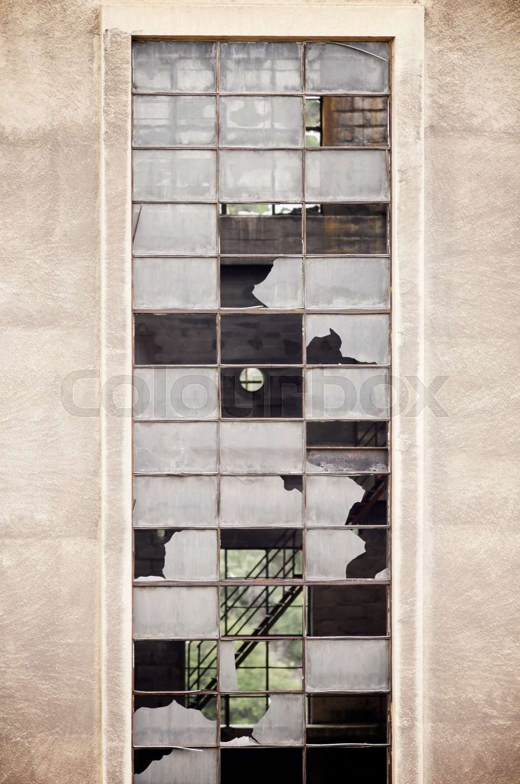 Broken window view | Stock image | Colourbox