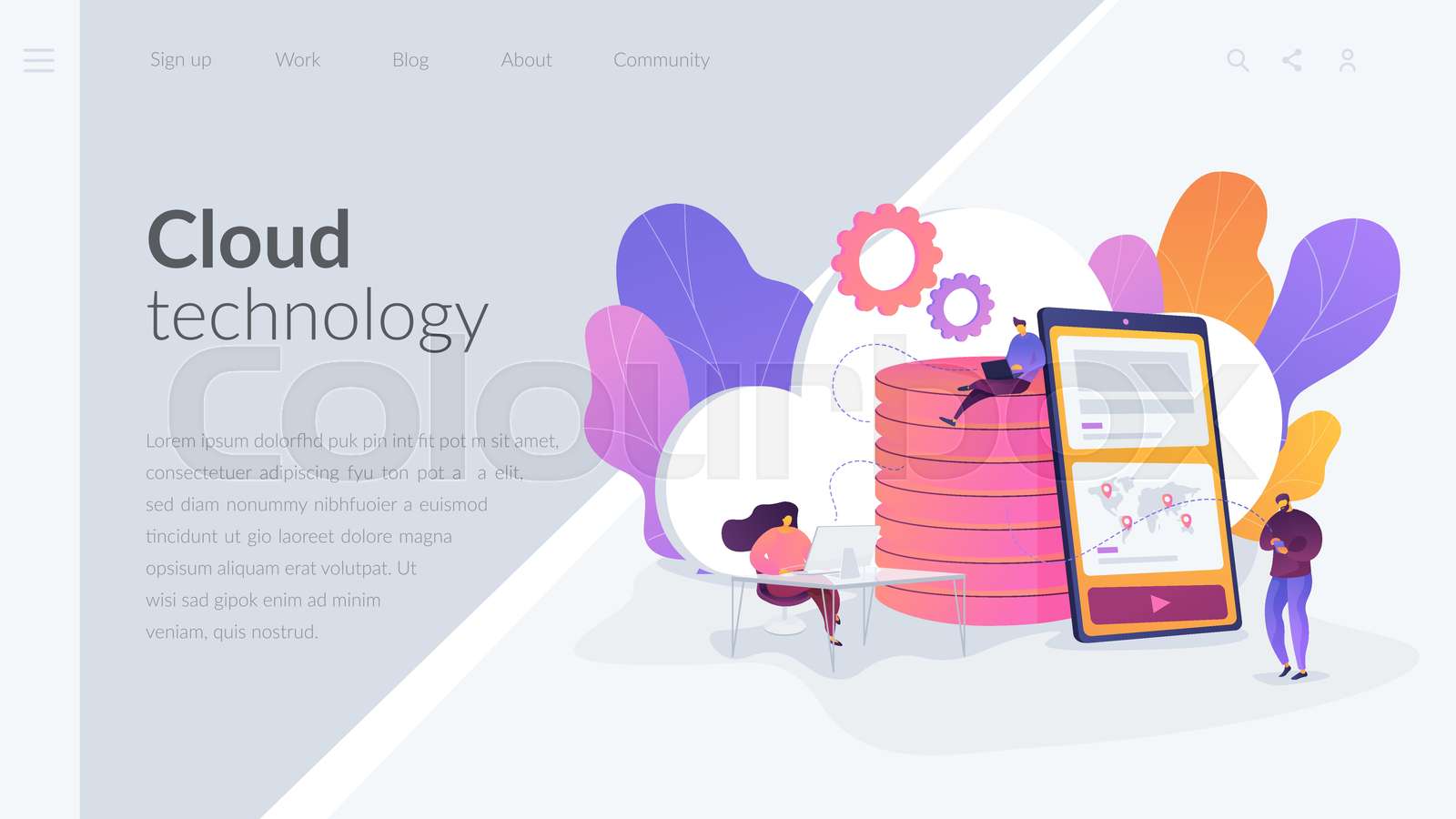 Cloud storage landing page template. | Stock vector | Colourbox