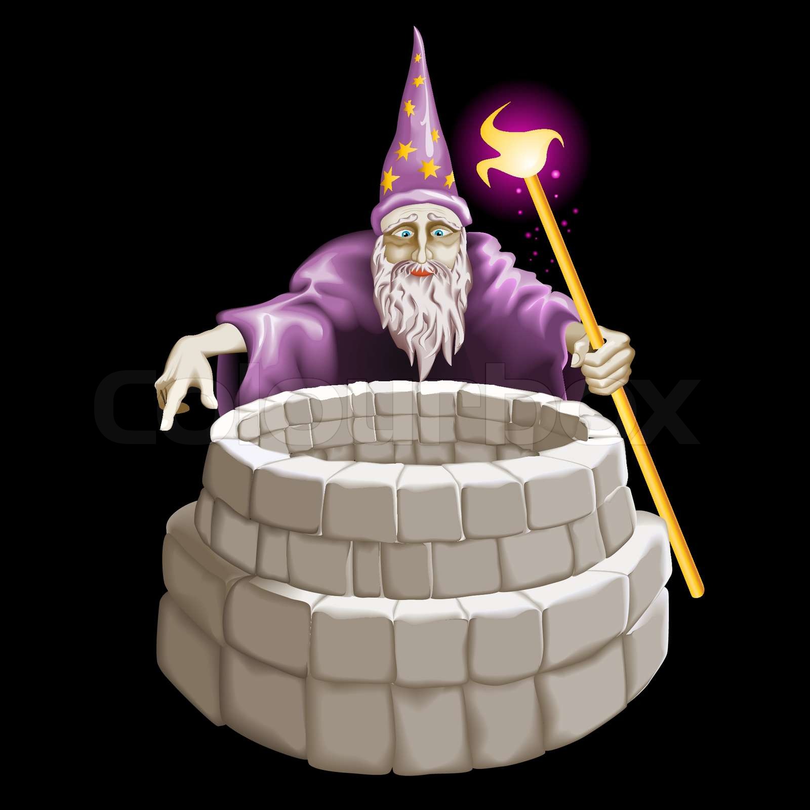 Gute Zauberer Und Einen Brunnen Stock Vektor Colourbox