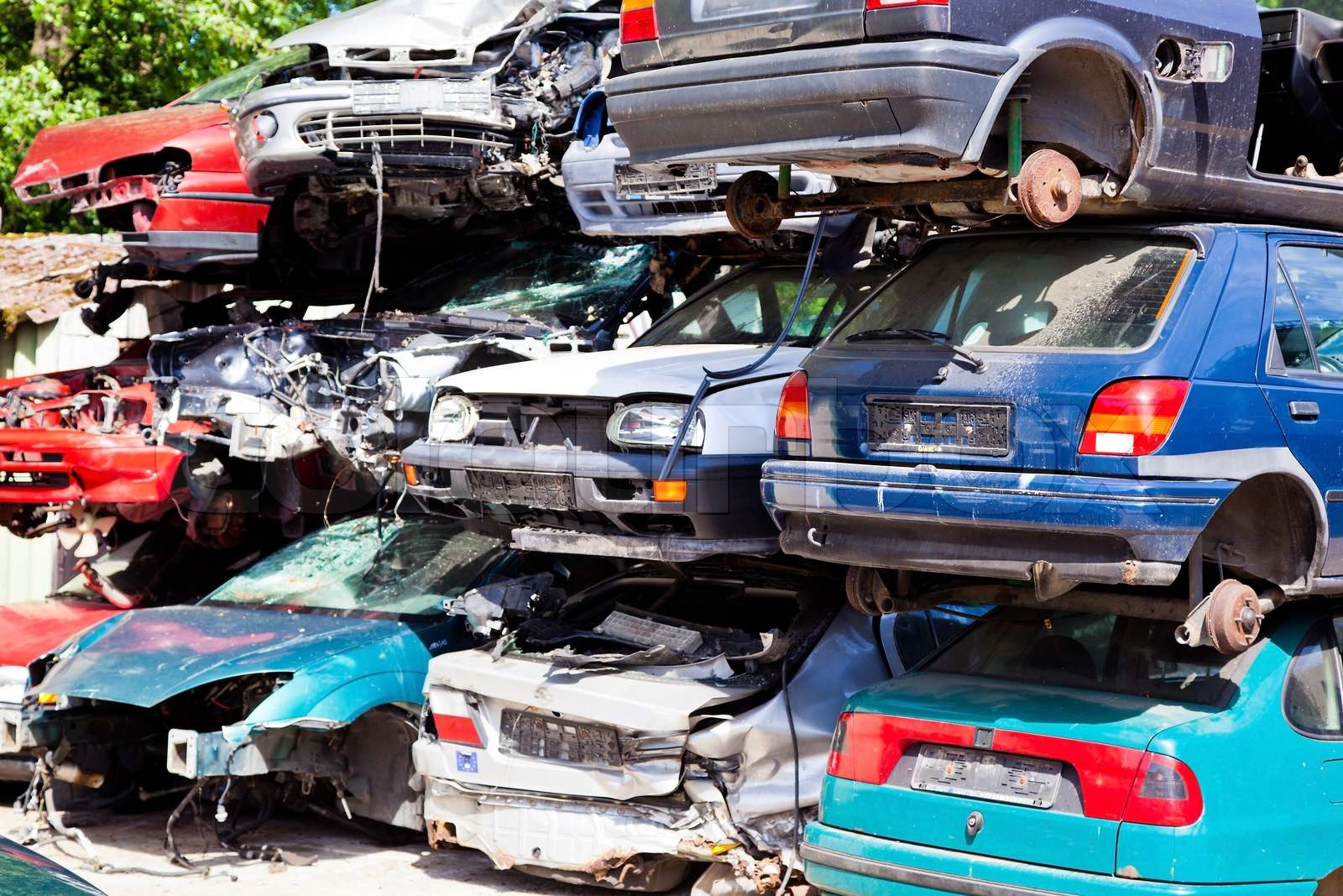 scrap cars in a junkyard | Stock image | Colourbox