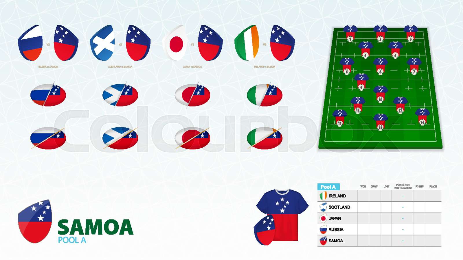 Set for Samoa rugby team. | Stock vector | Colourbox