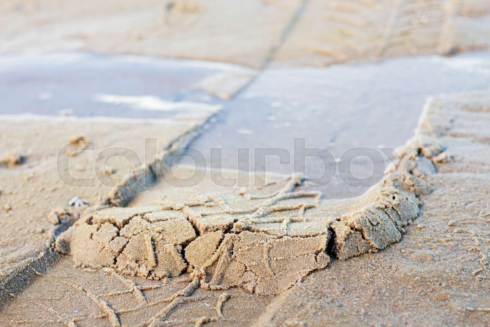 Wheel marks on sand. | Stock image | Colourbox