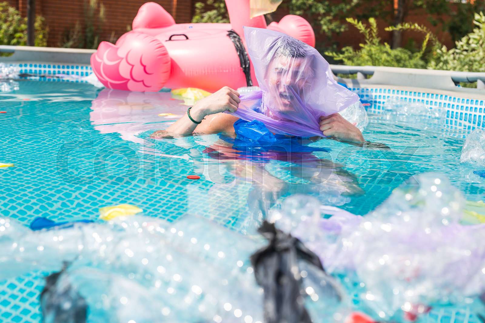 Ecology, plastic trash, environmental emergency and water pollution ...