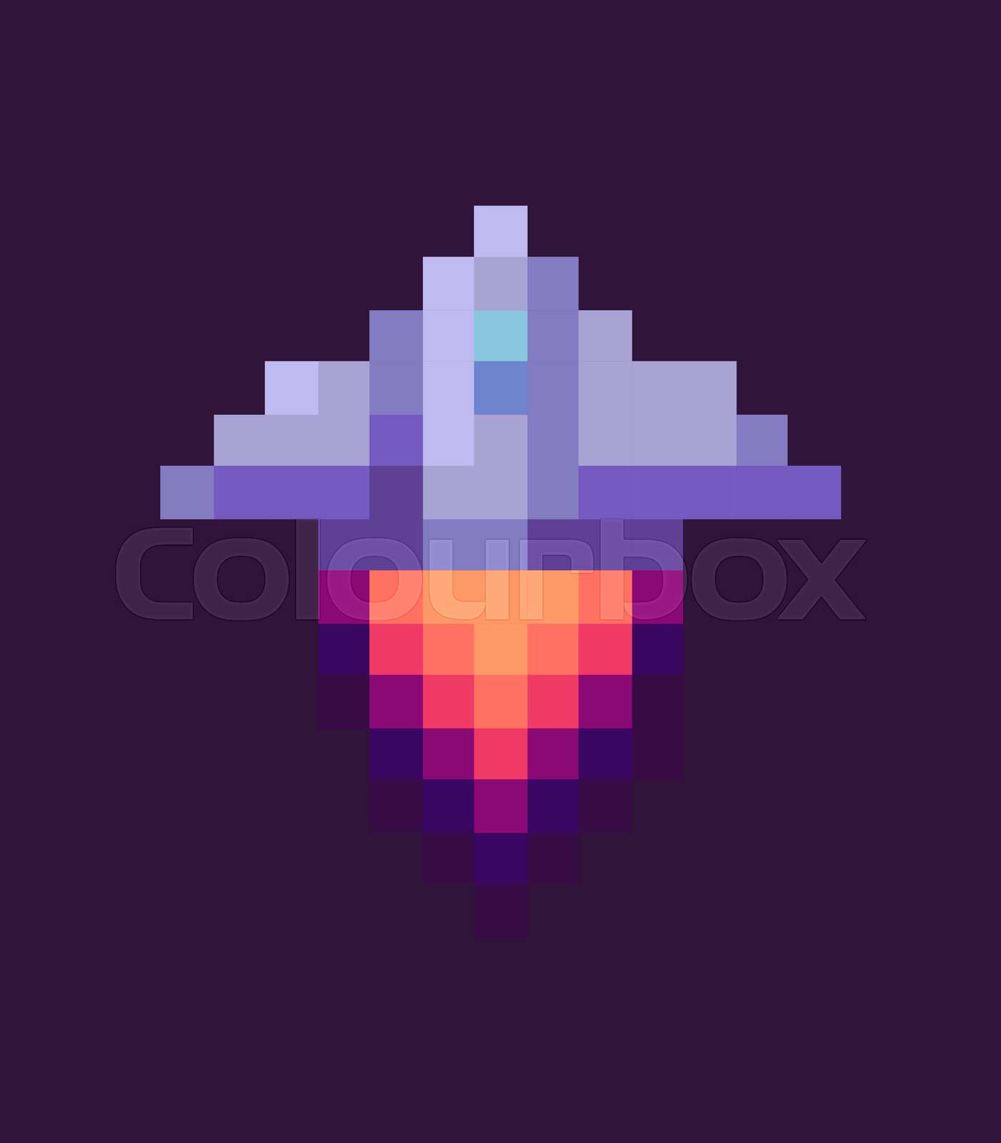 Retro Spaceship, Pixel Art Game Rocket at Night | Stock vector | Colourbox