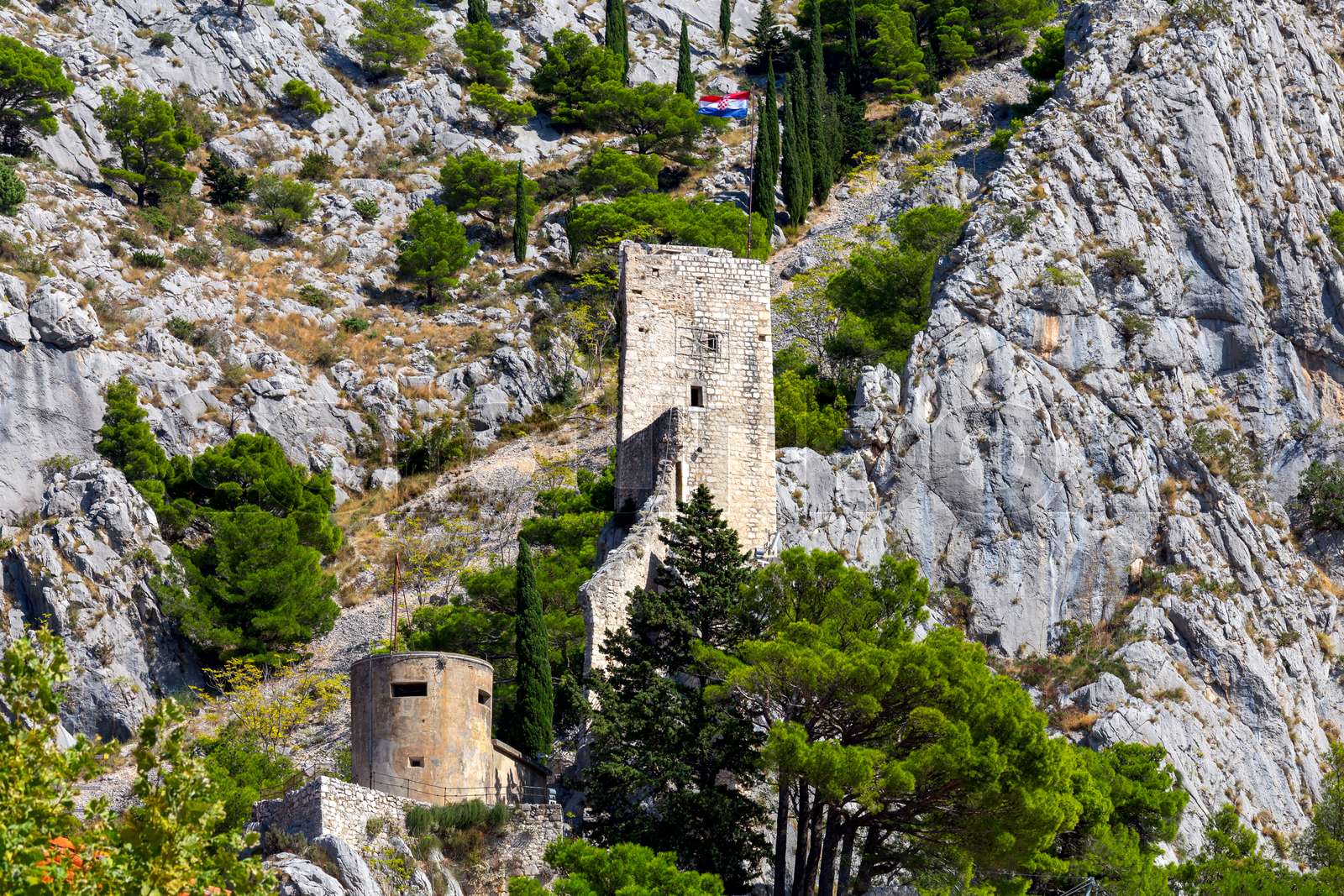 Omis. Mirabela Fort on the rock. | Stock image | Colourbox