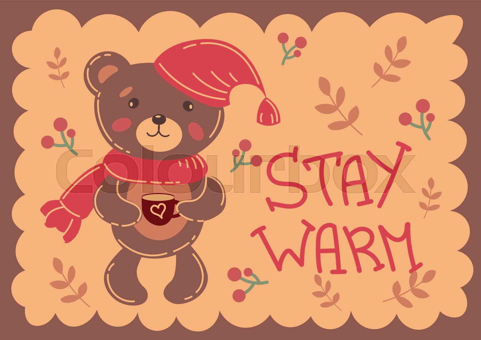 Cute little Teddy bear with a cup | Stock vector | Colourbox