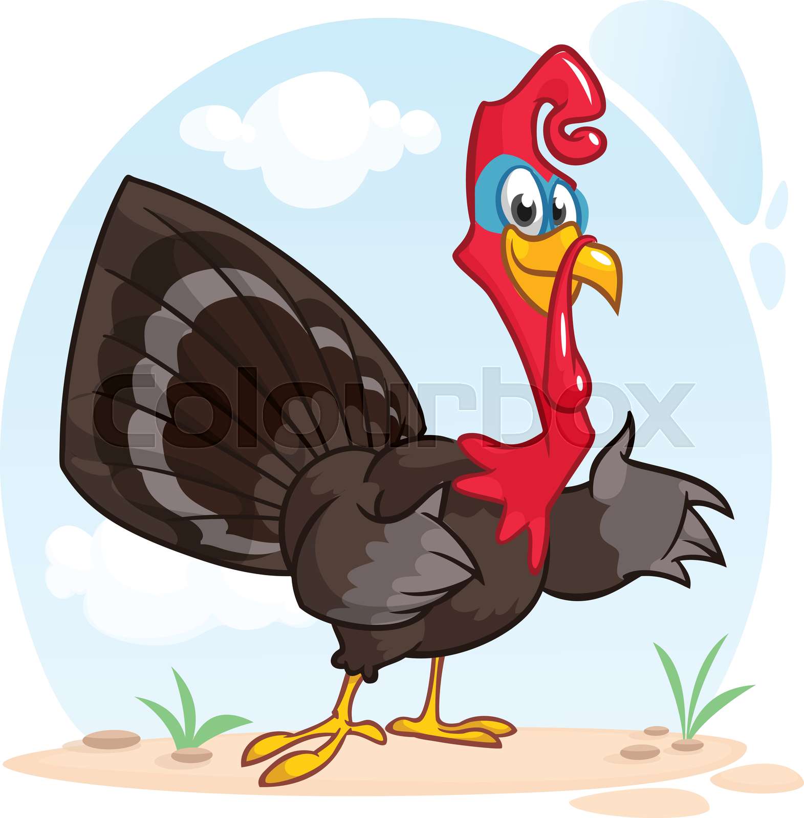 Cartoon illustration of a happy cute thanksgiving turkey character ...