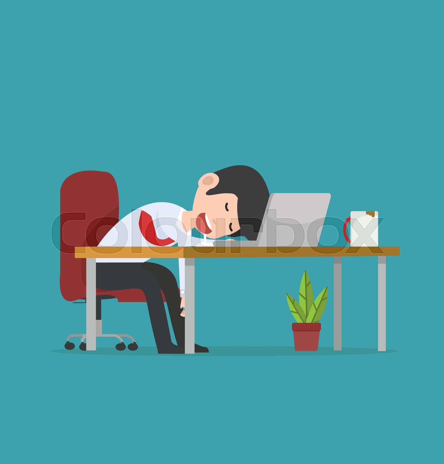 businessman character Sleeping at work vector | Stock vector | Colourbox