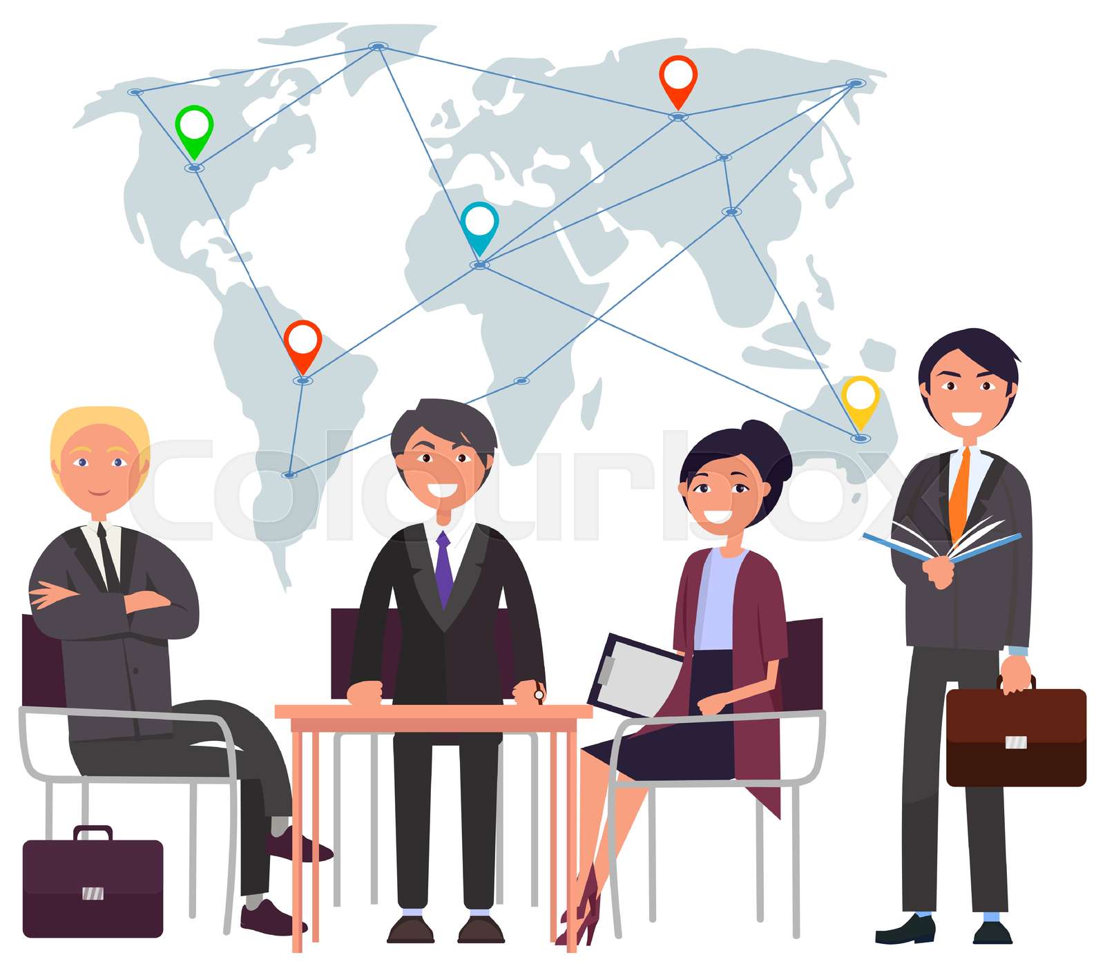 International Business, Map with Locations Vector | Stock vector ...