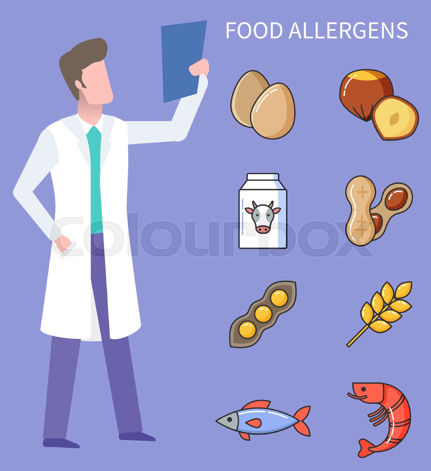 Food Allergen Doc and Products Ingredients Allergy | Stock vector ...