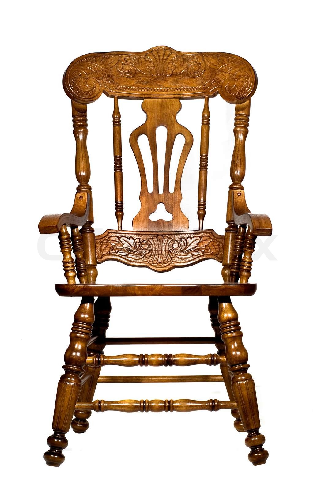 Antique wooden chair front view | Stock image | Colourbox