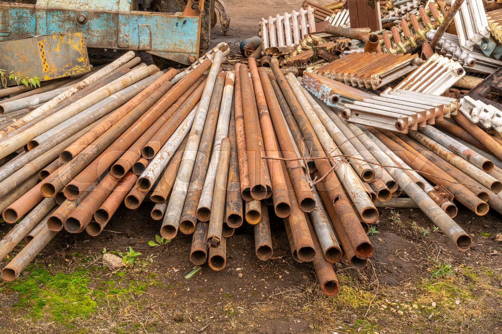 Scrap metal waste is stored in a recycling yard | Stock image | Colourbox