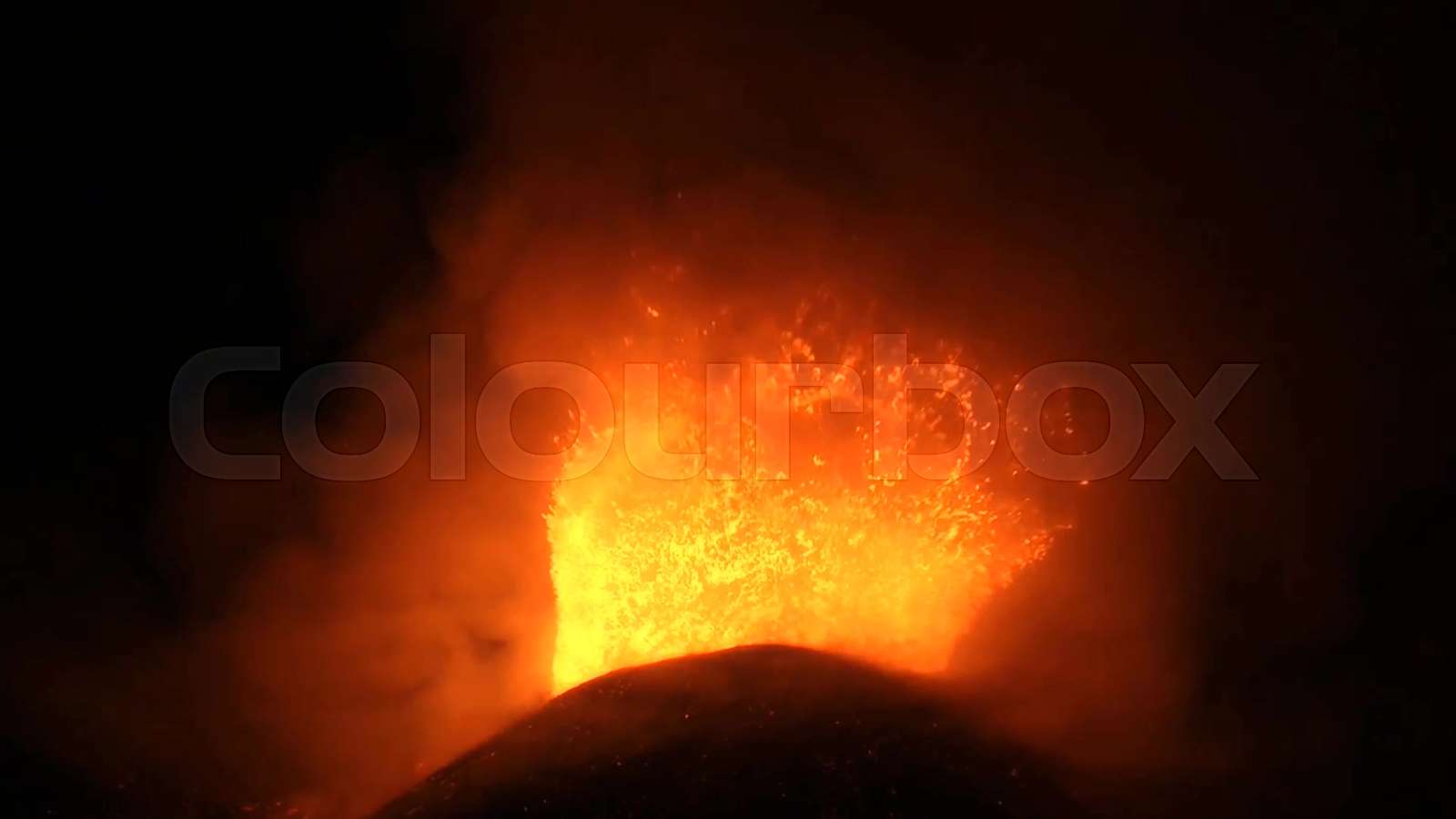 Eruption of the Volcano, Tones of Molten Magma Shot from a Crater at ...