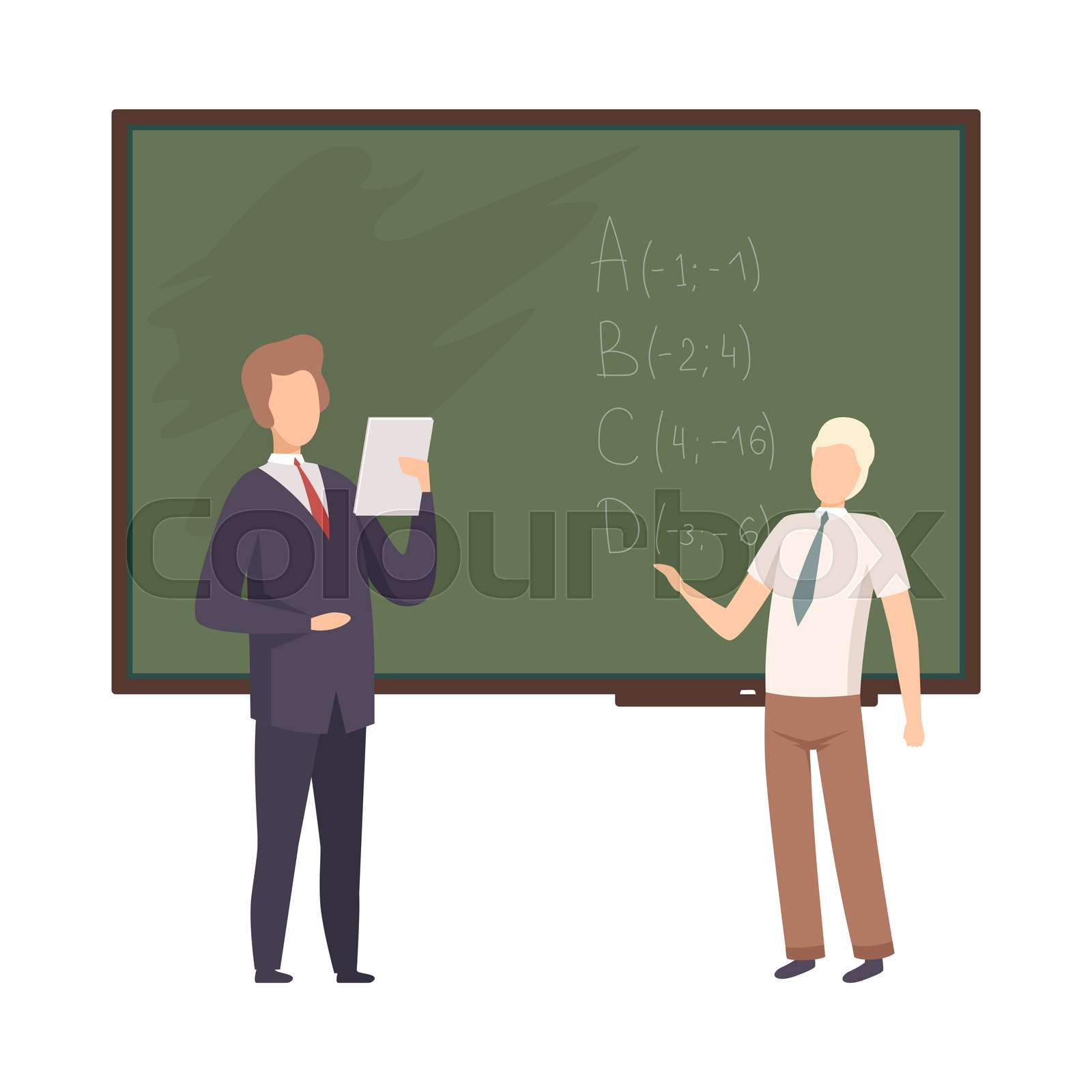 Two men solve math problem vector illustration | Stock vector | Colourbox