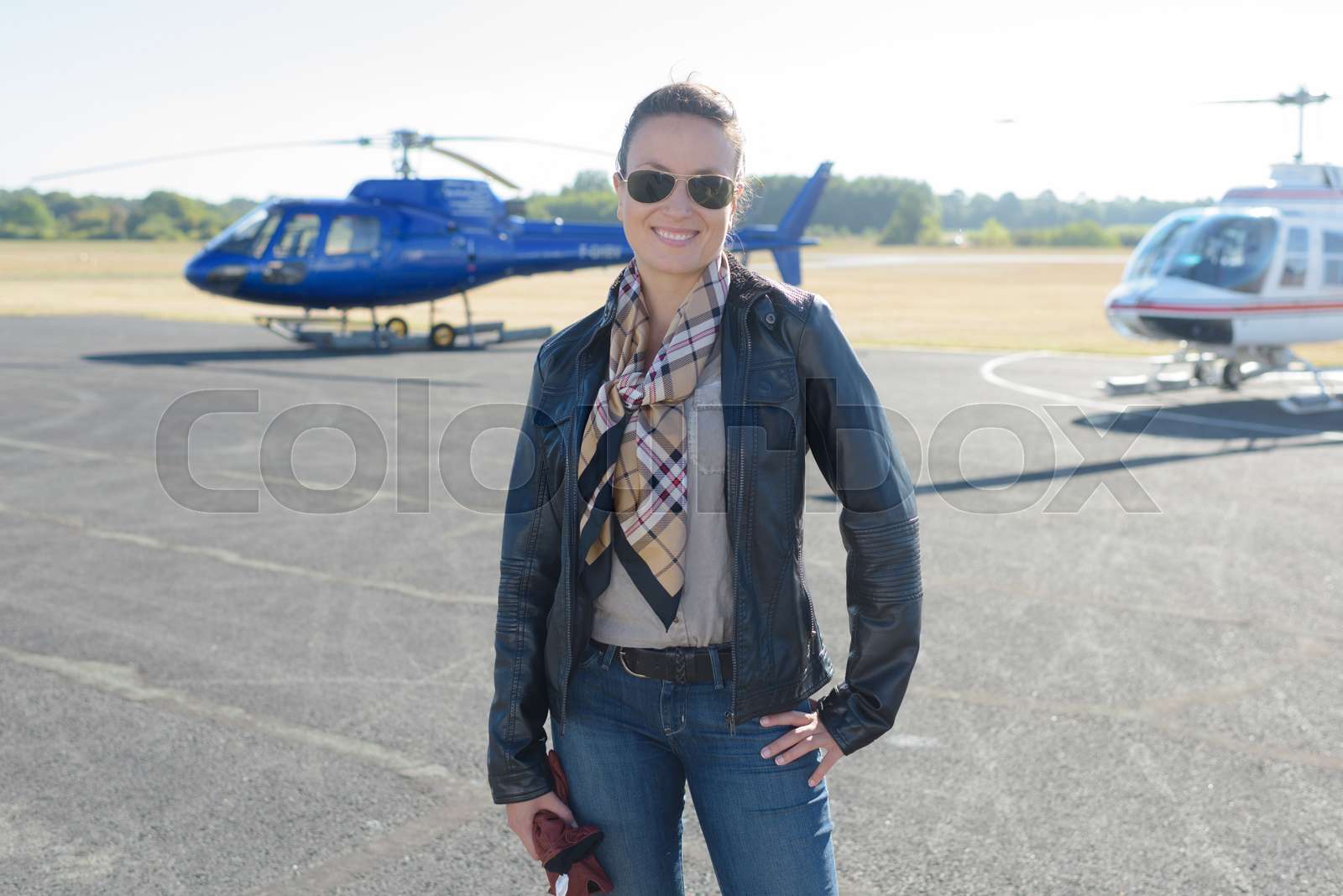 woman going in an helicopter | Stock image | Colourbox