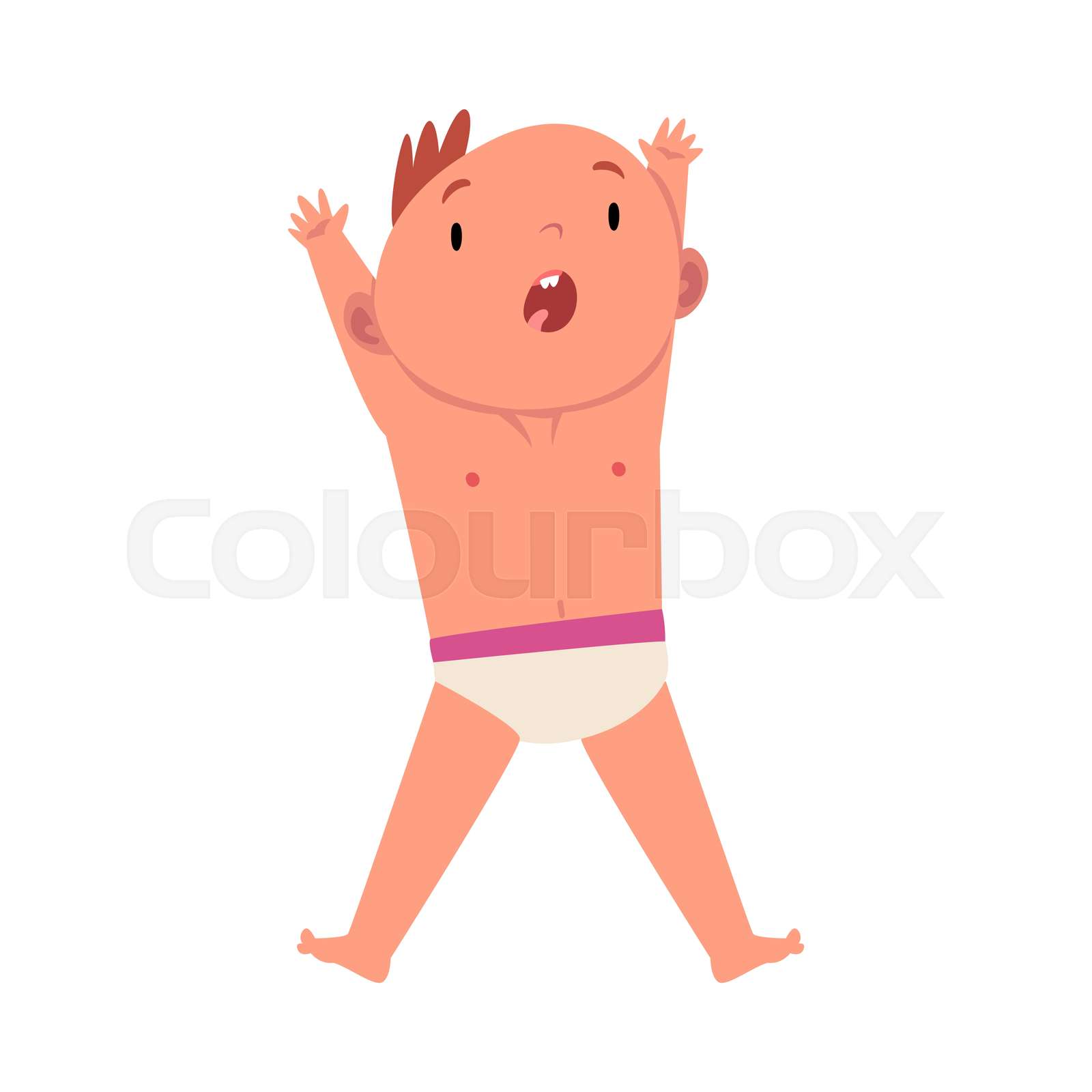Baby scared spreading arms and legs cartoon vector illustration | Stock ...