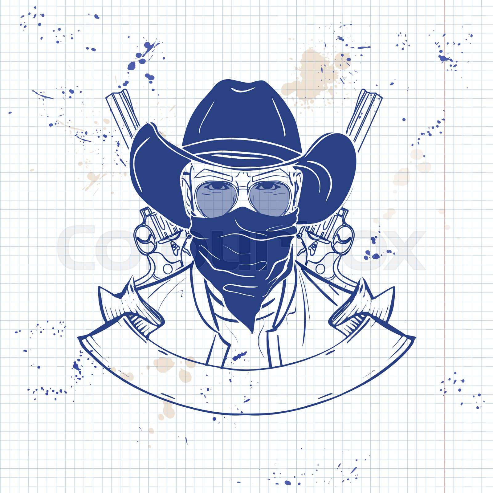 Hand drawn sketch cowboy | Stock vector | Colourbox