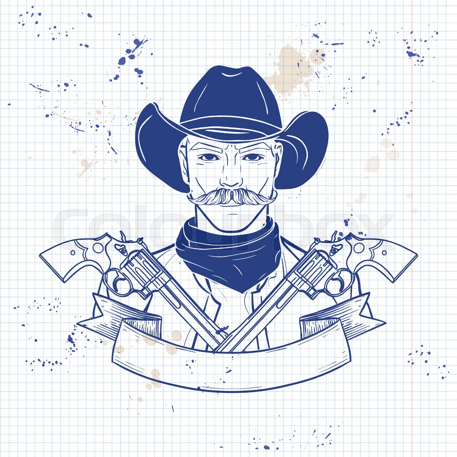 Hand drawn sketch cowboy | Stock vector | Colourbox