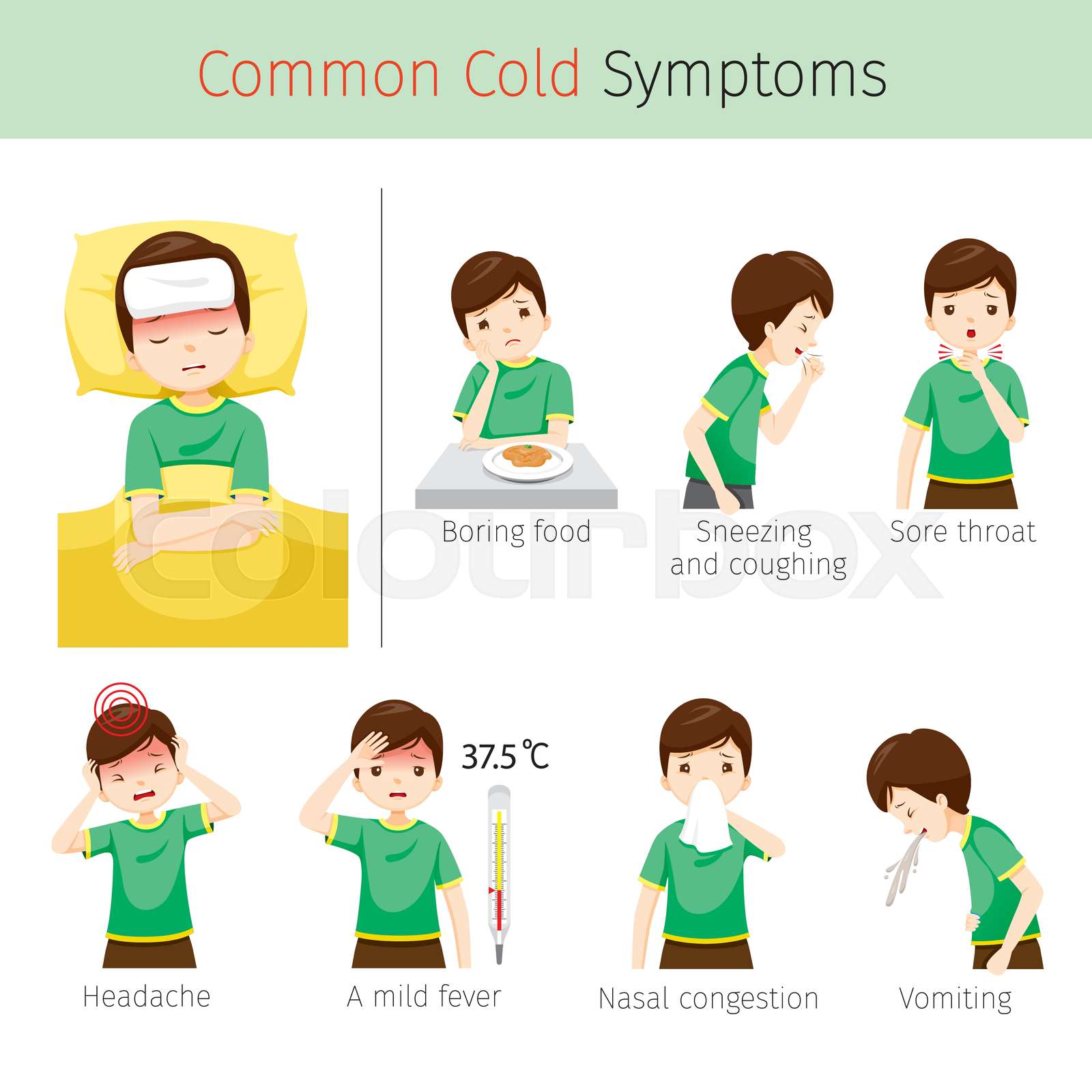 Man With Common Cold Symptoms | Stock vector | Colourbox