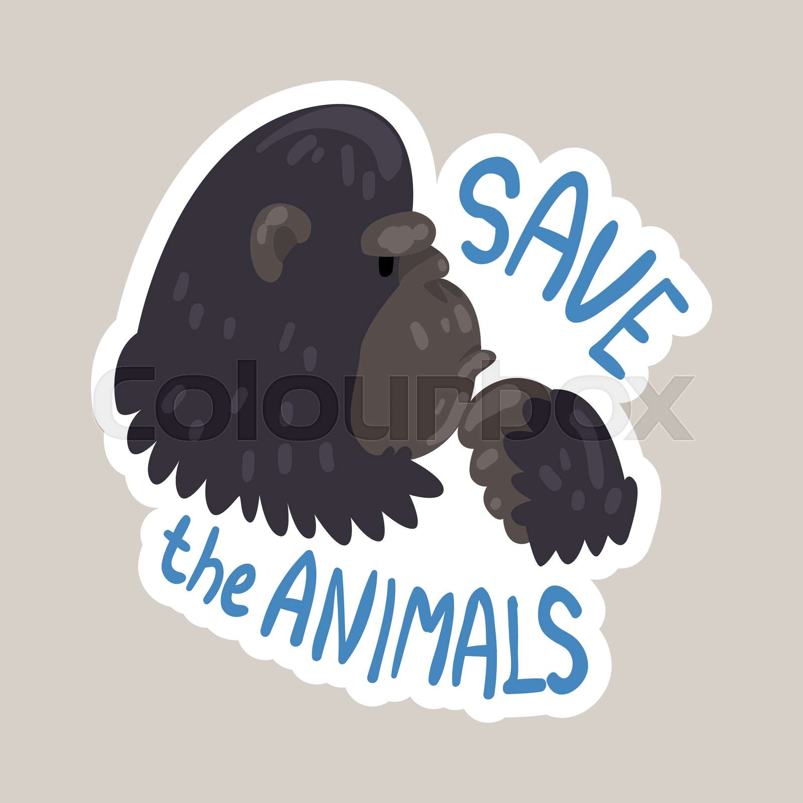 Save the animals tagline sticker cartoon vector illustration | Stock ...