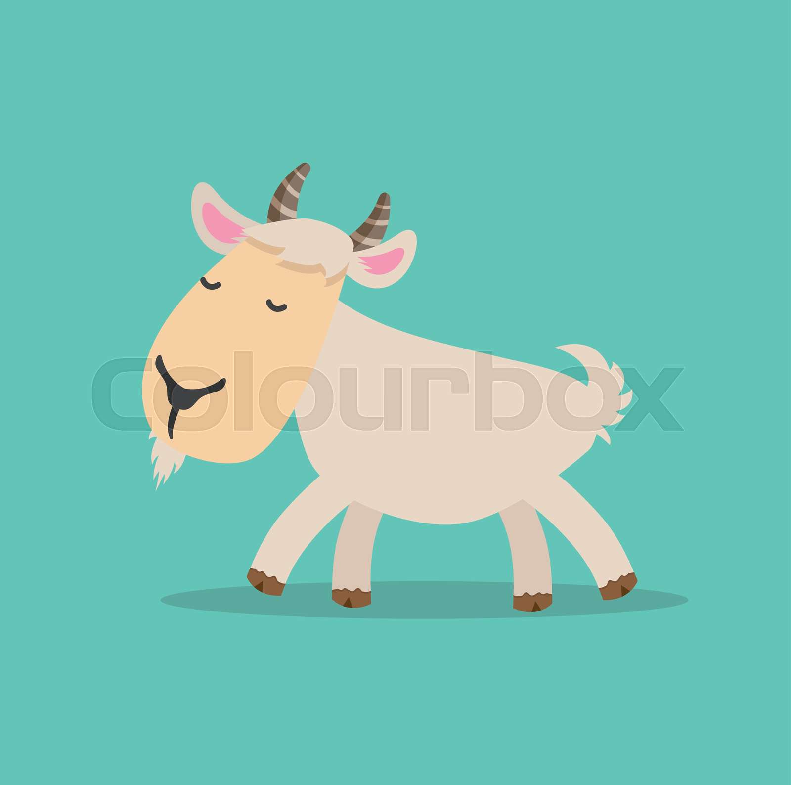 adorable funny goat Cartoon flat | Stock vector | Colourbox