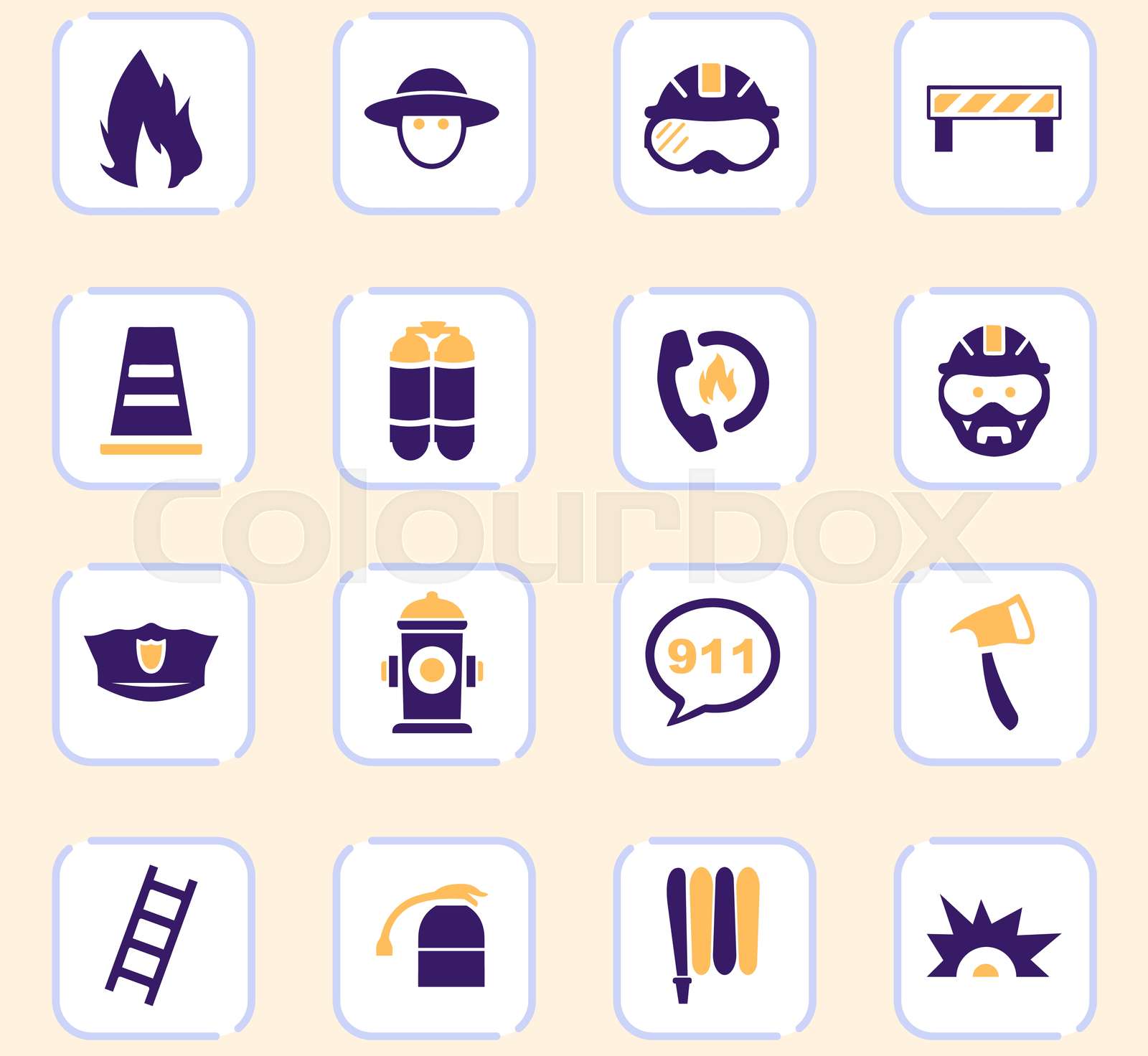 Fire brigade icons set | Stock vector | Colourbox