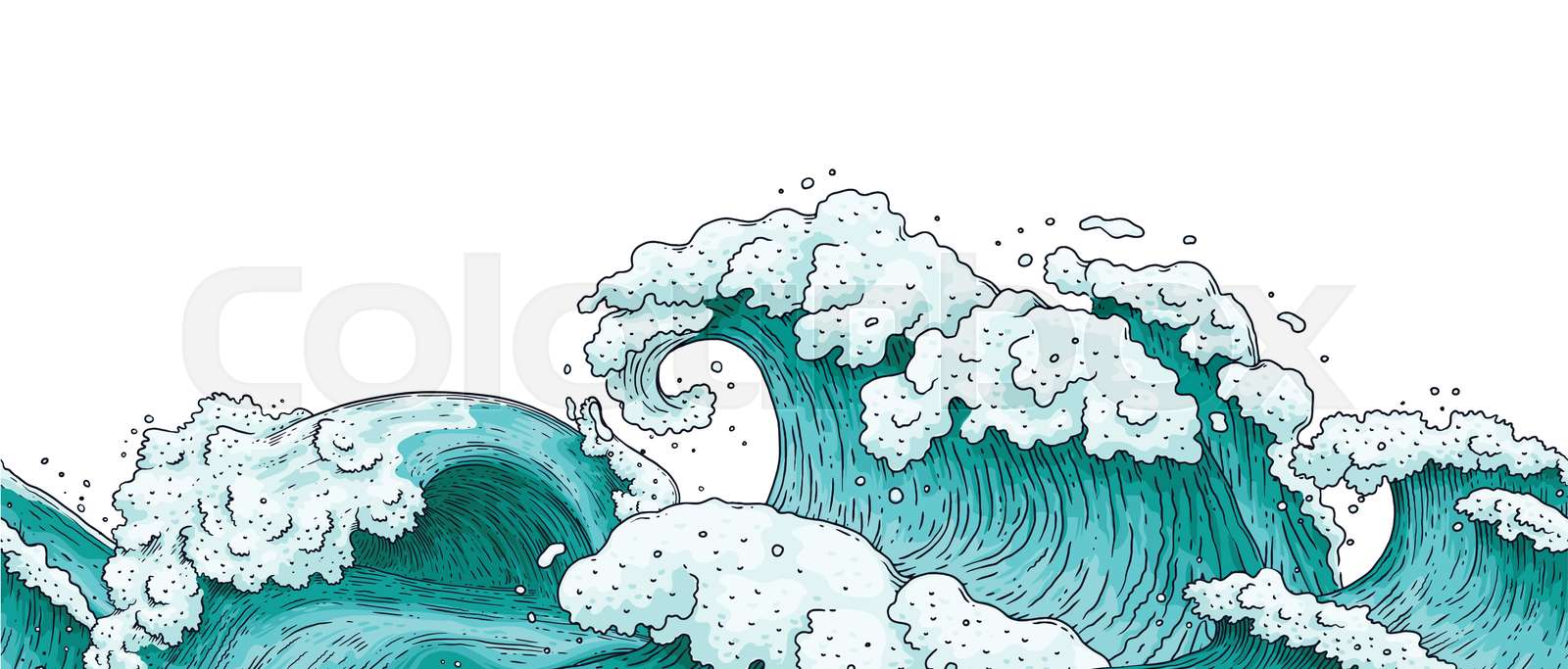 Seamless horizontal border with ocean water waves cartoon vector ...