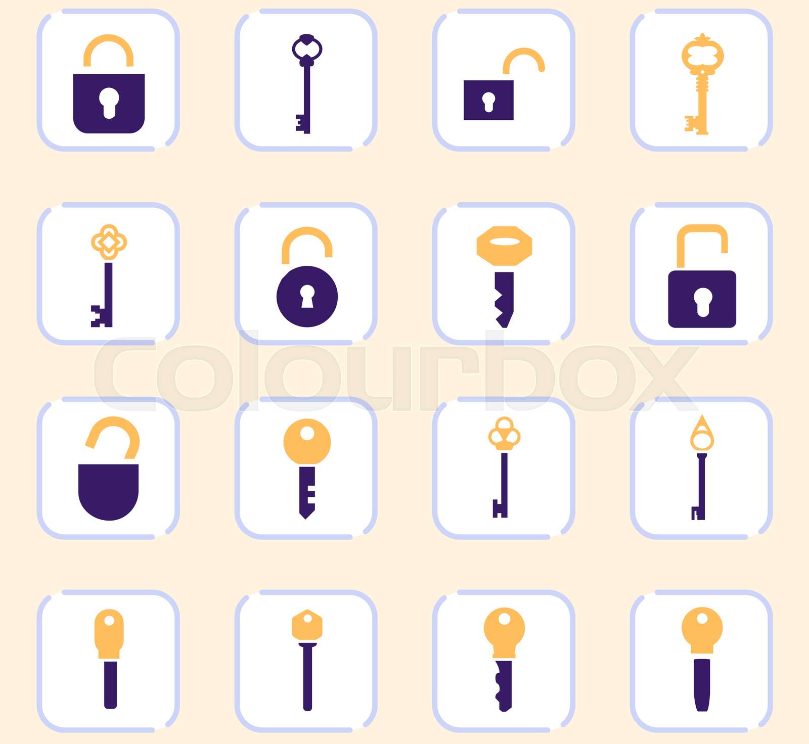 Lock and Key icons set | Stock vector | Colourbox