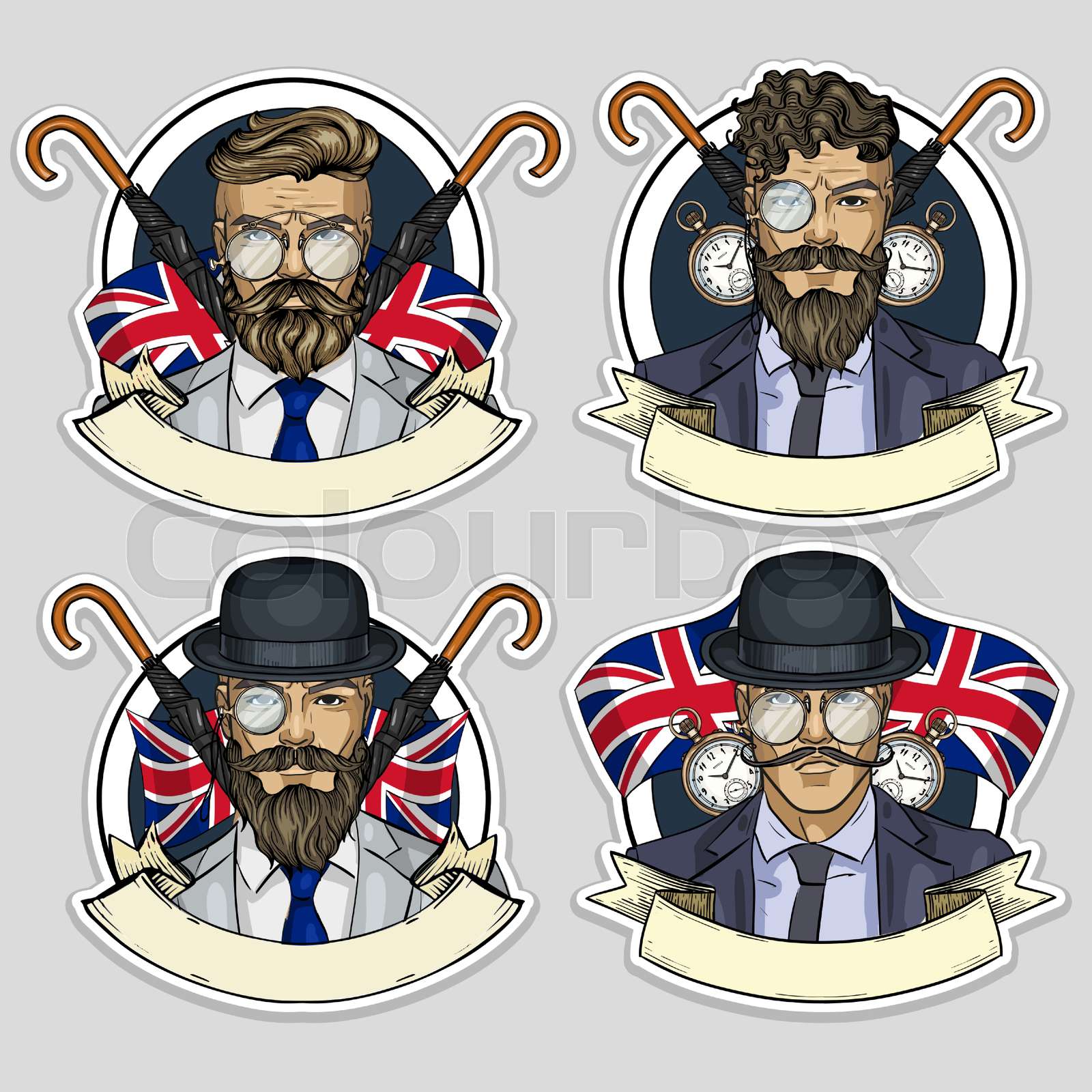 Sketch set of british men | Stock vector | Colourbox