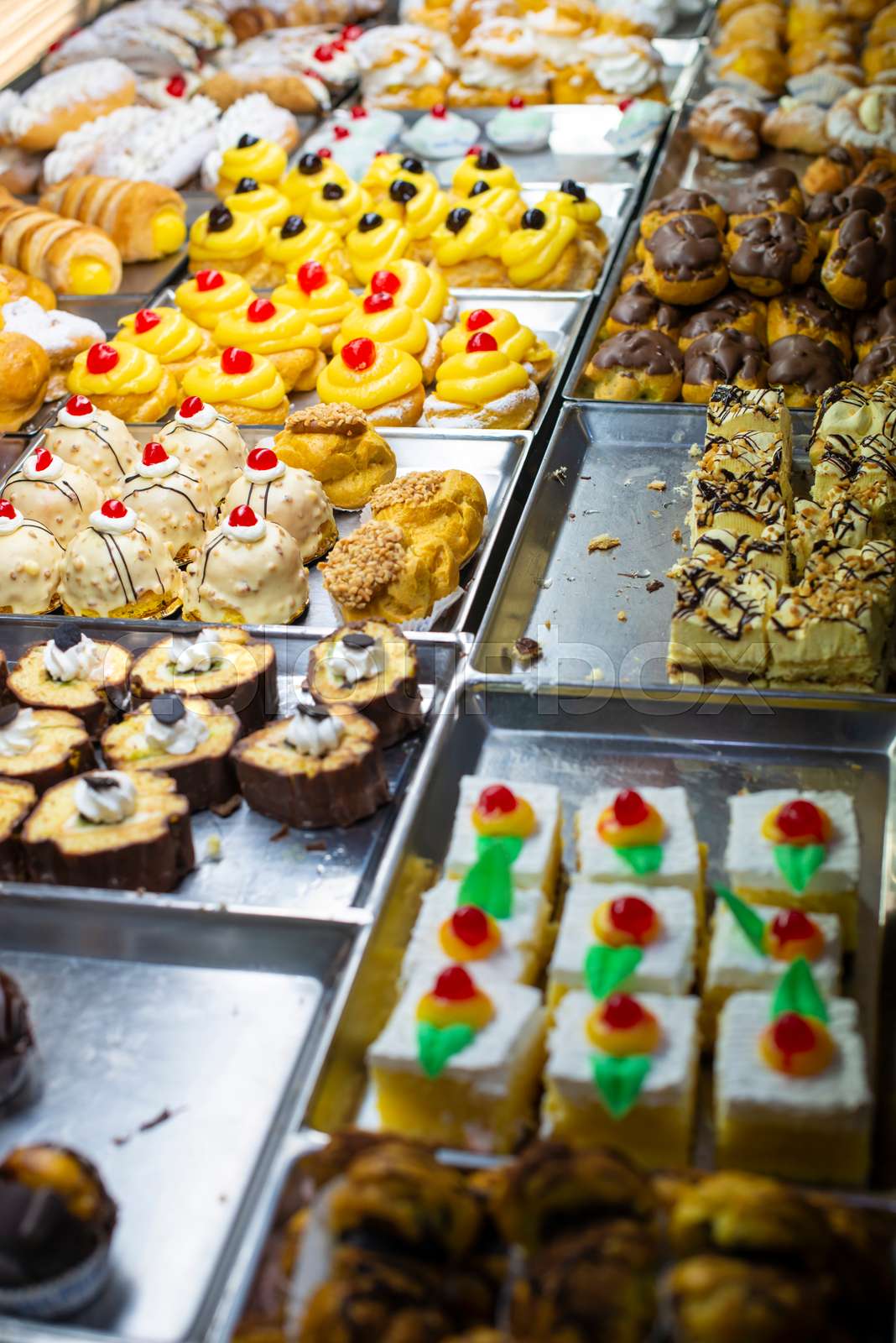Italian pastry shop. Showcase on pastry shop. | Stock image | Colourbox
