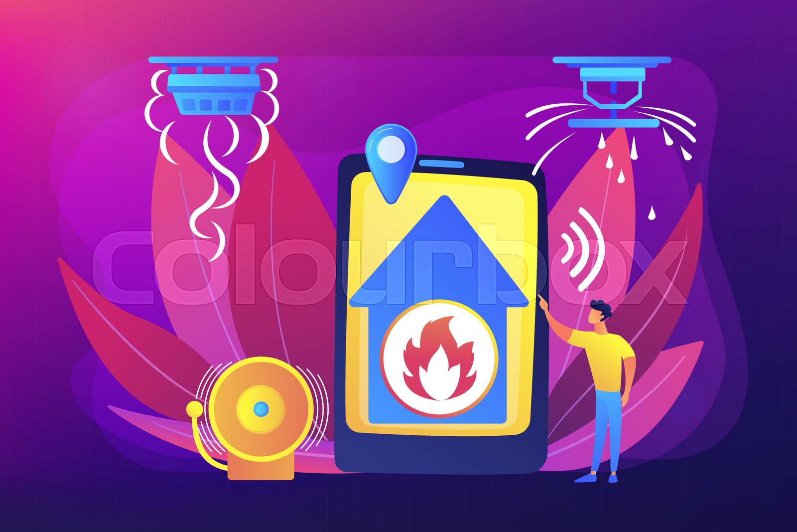 Fire alarm system concept vector illustration. | Stock vector | Colourbox