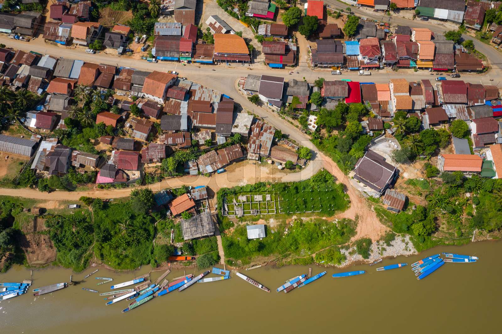 Aerial view of village of Nong Khiaw. North Laos. Southeast Asia. Photo ...