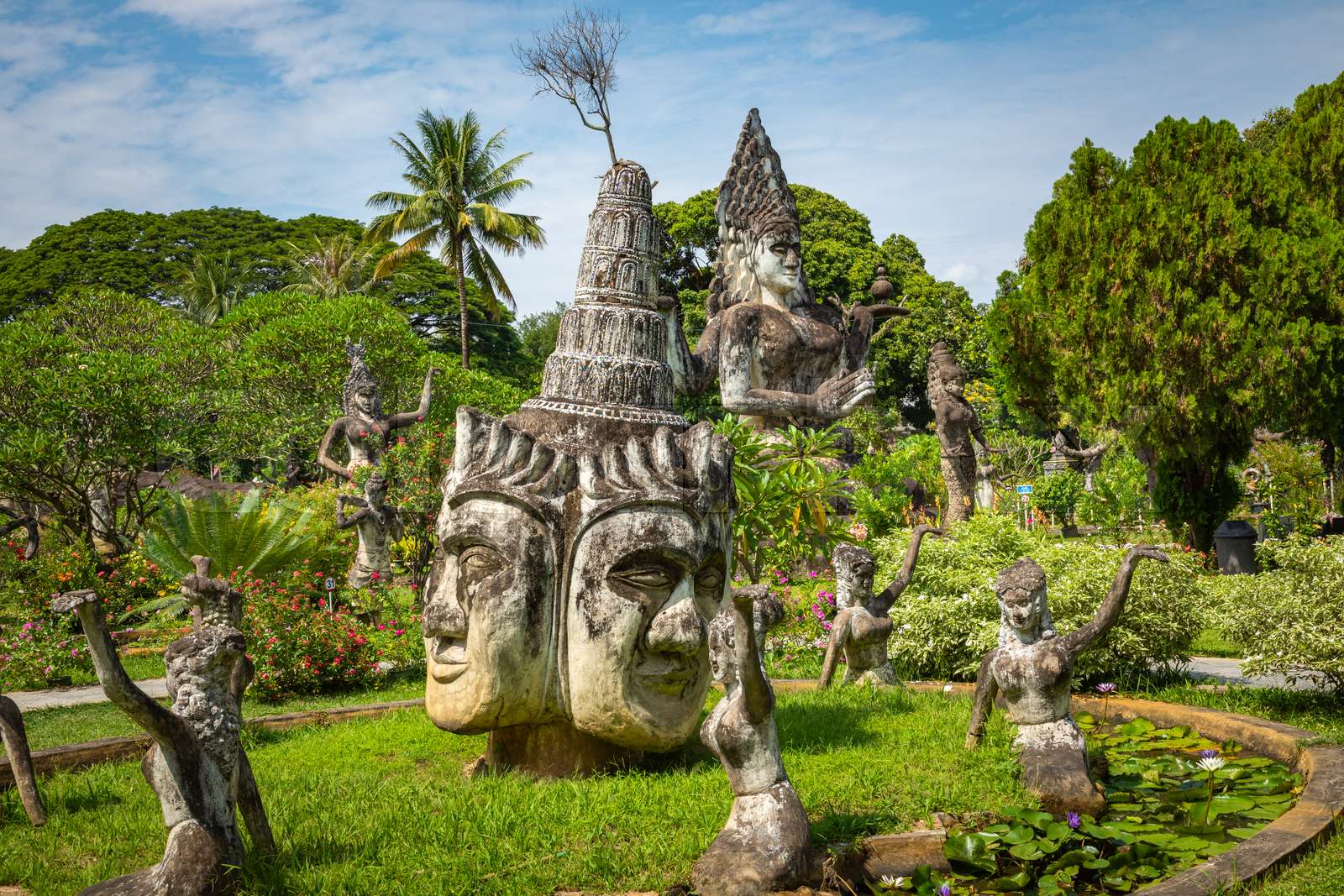 Buddha park Xieng Khouane in Vientiane, Laos. Famous travel tourist ...
