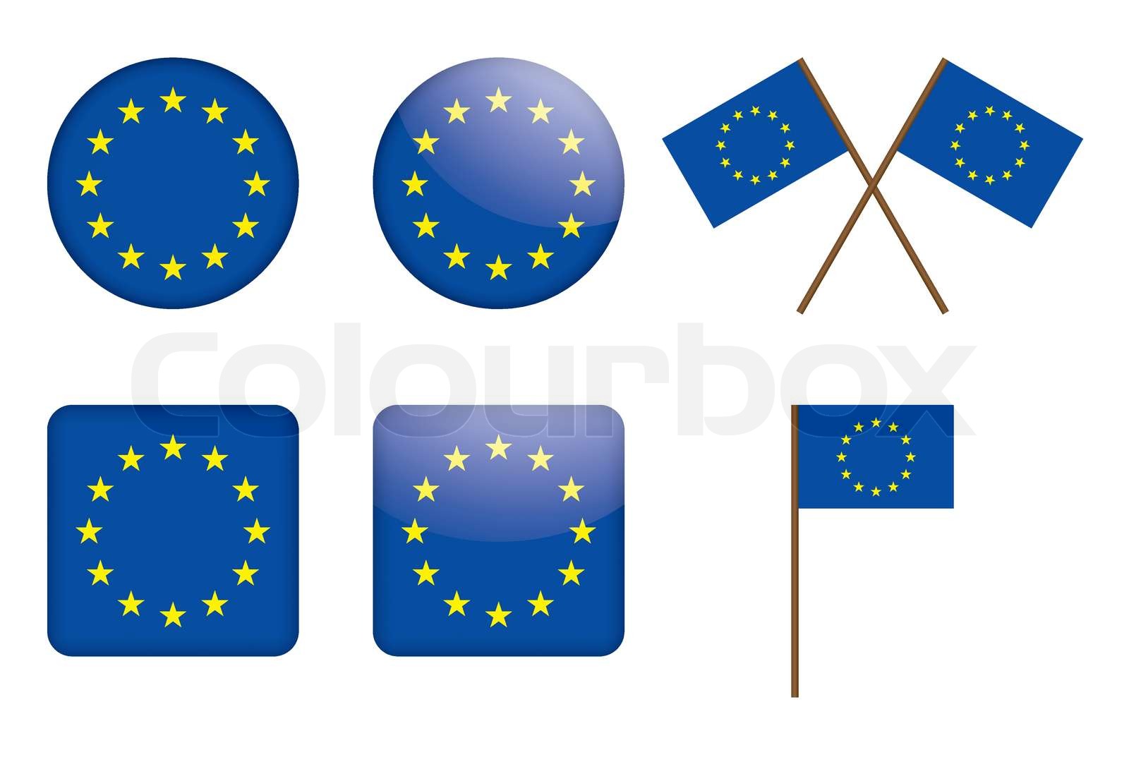 Satz von Abzeichen mit EU-Flagge-Vektor-illustration | Stock-Vektor ...