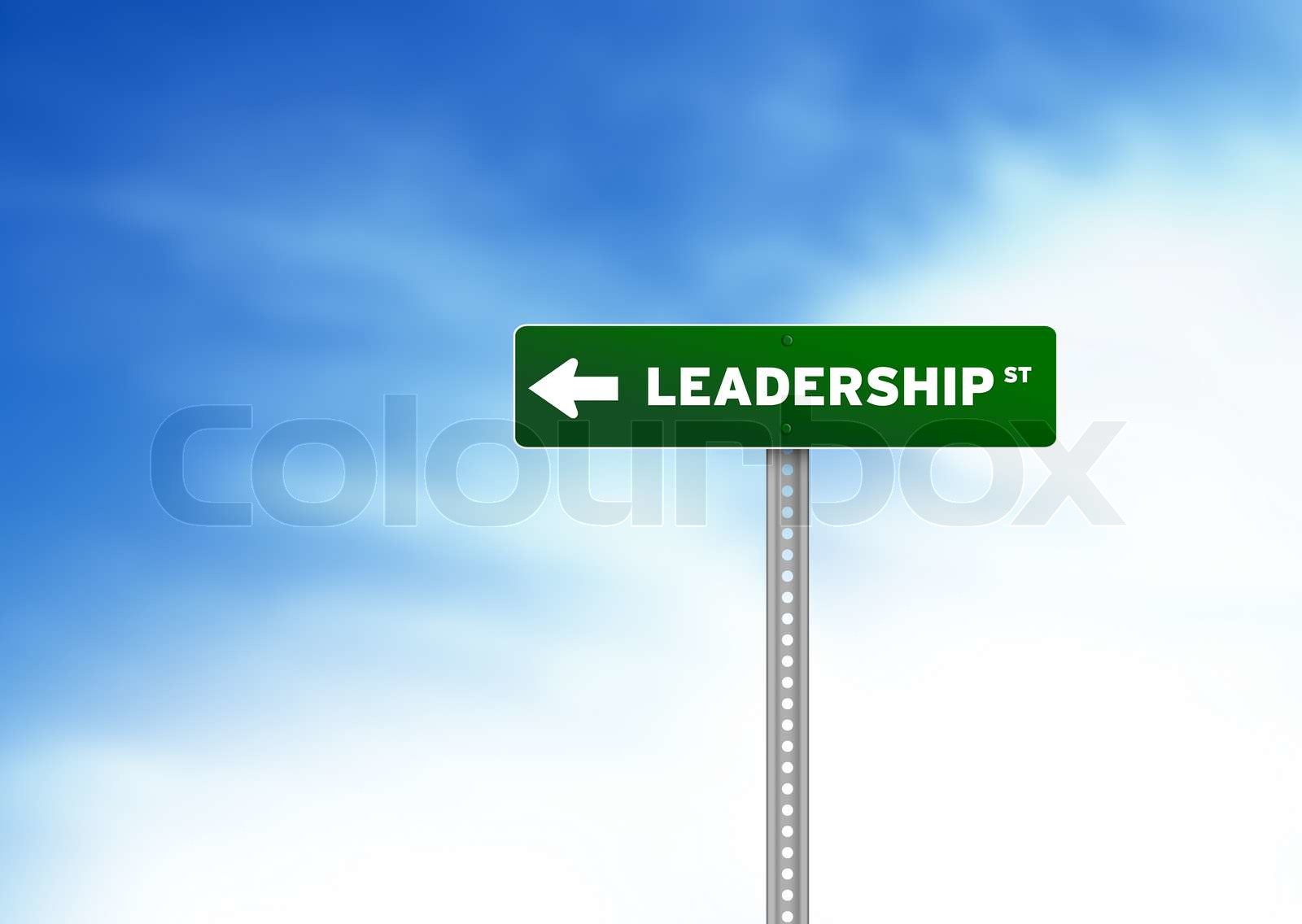 High resolution graphic green Leadership Road Signs on Cloud Background ...